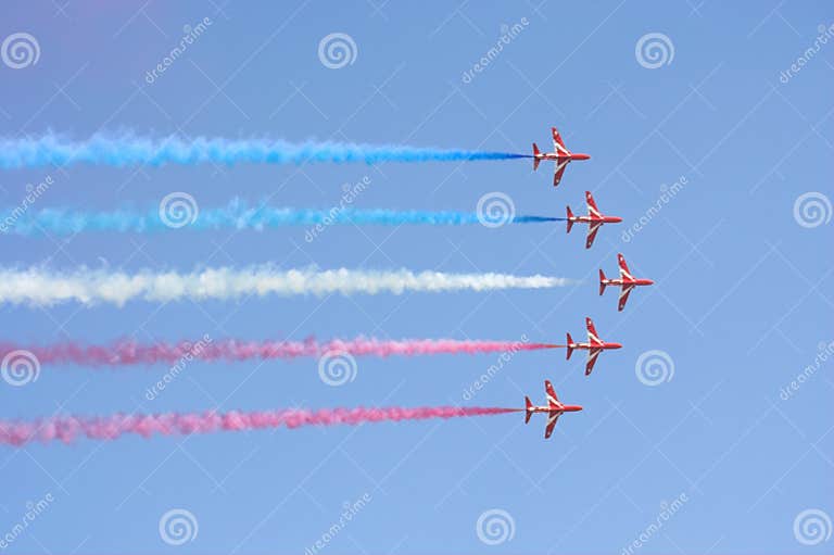 Formation Flight Red Arrows Stock Photo - Image of aerobatic, planes ...