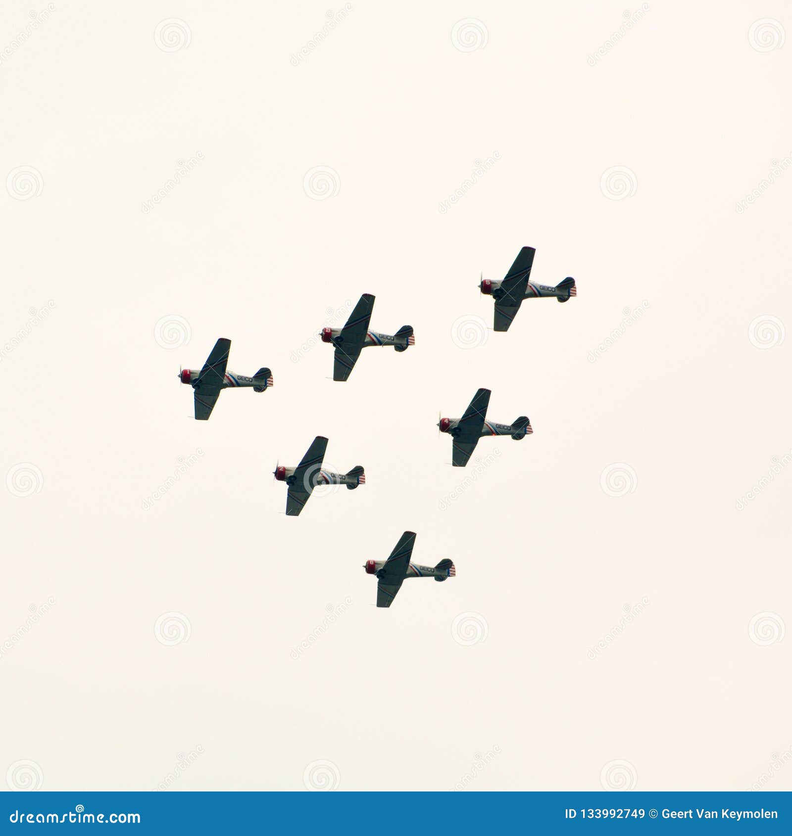 Formation Flying of Six Airplanes Stock Image - Image of shape ...