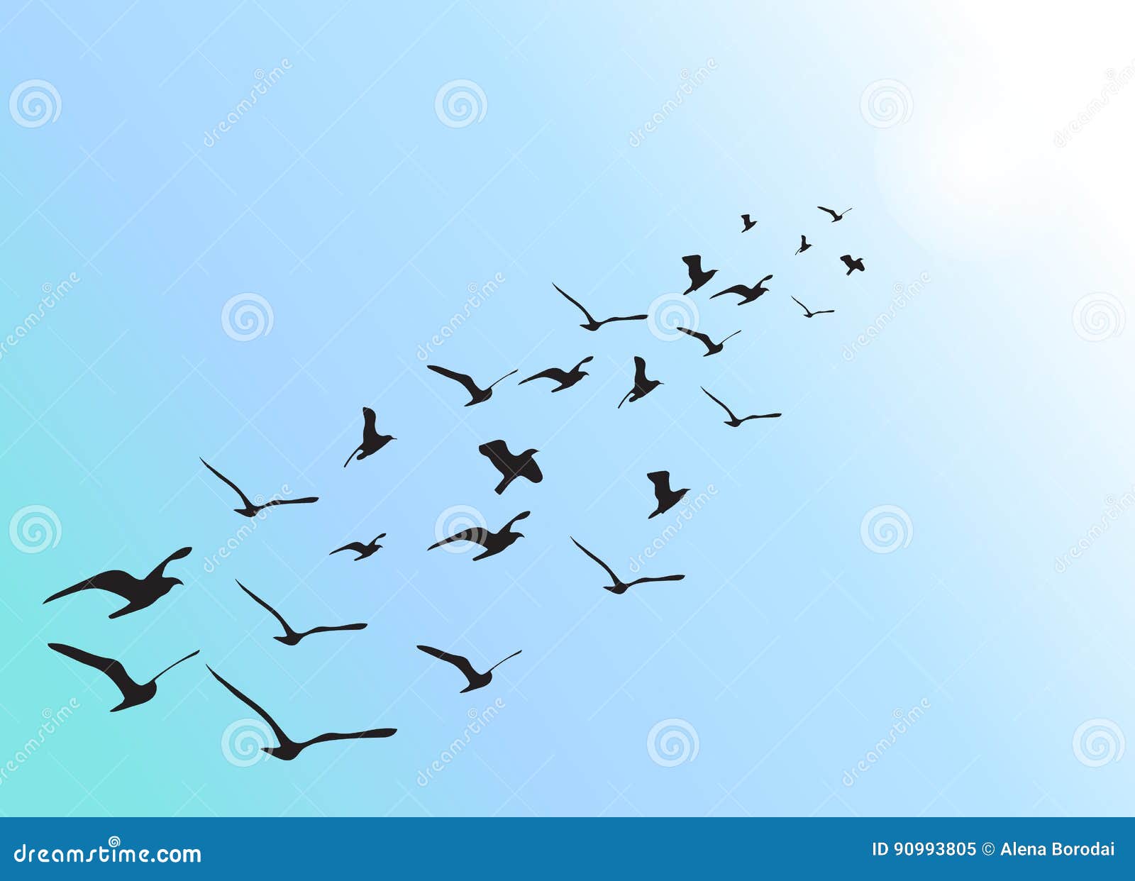 Formation of Flying Waterbirds Stock Vector - Illustration of spring ...