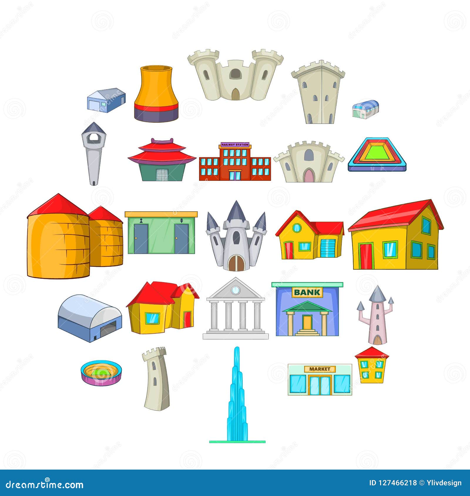 Formation Icons Set, Cartoon Style Stock Vector - Illustration of house ...