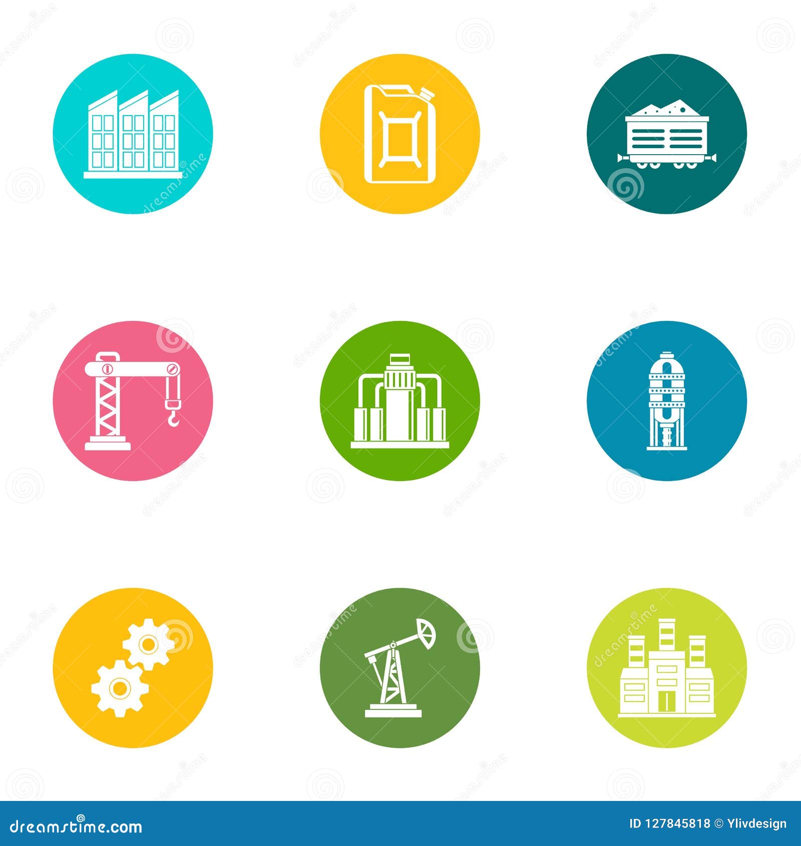 Formation Icons Set, Flat Style Stock Vector - Illustration of industry ...