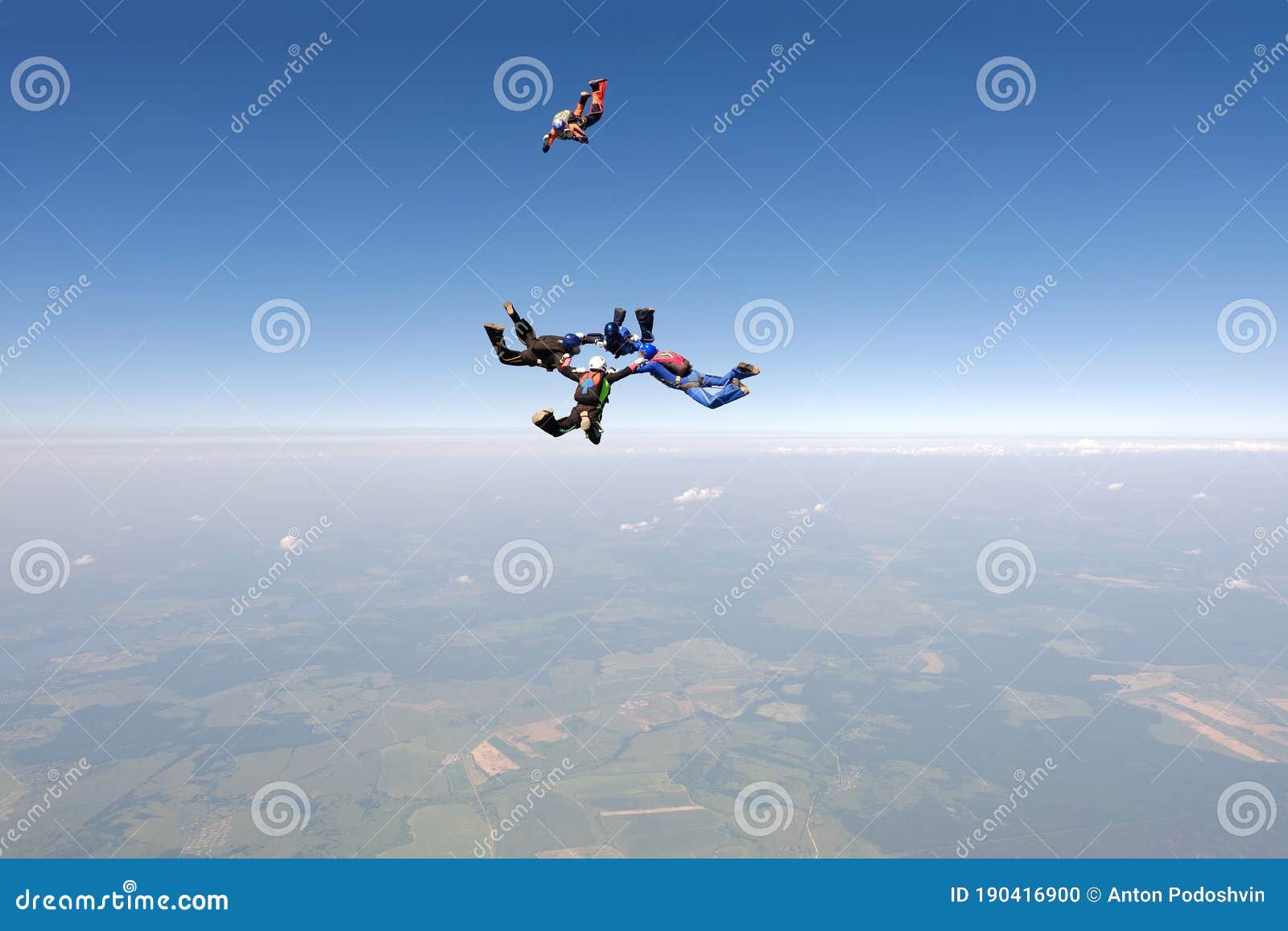Formation Skydiving. a Group of Skydivers are in the Sky. Stock Photo ...