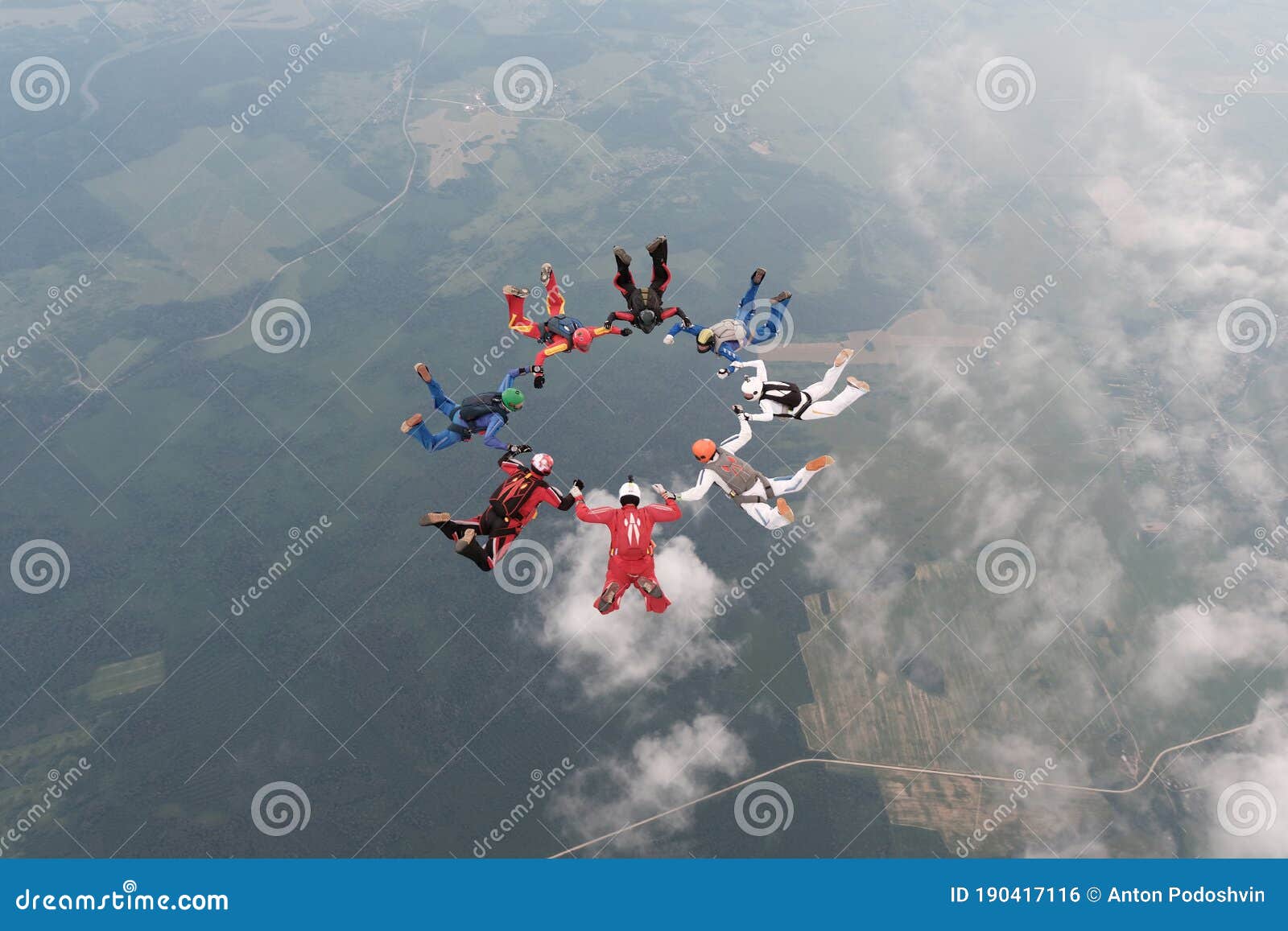 Formation Skydiving. a Group of Skydivers are in the Sky. Stock Photo ...