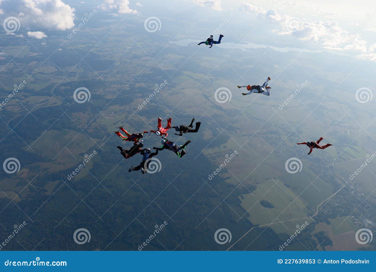 Formation Skydiving. Skydivers are Falling in the Sky. Stock Image ...