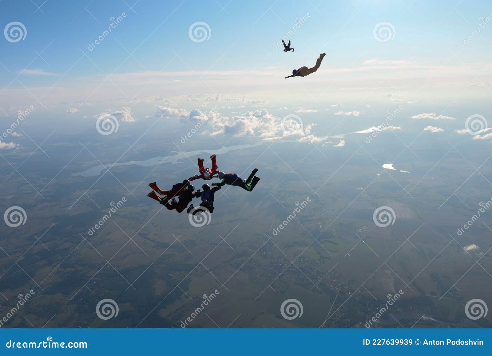 Formation Skydiving. Skydivers are Falling in the Sky. Stock Image ...