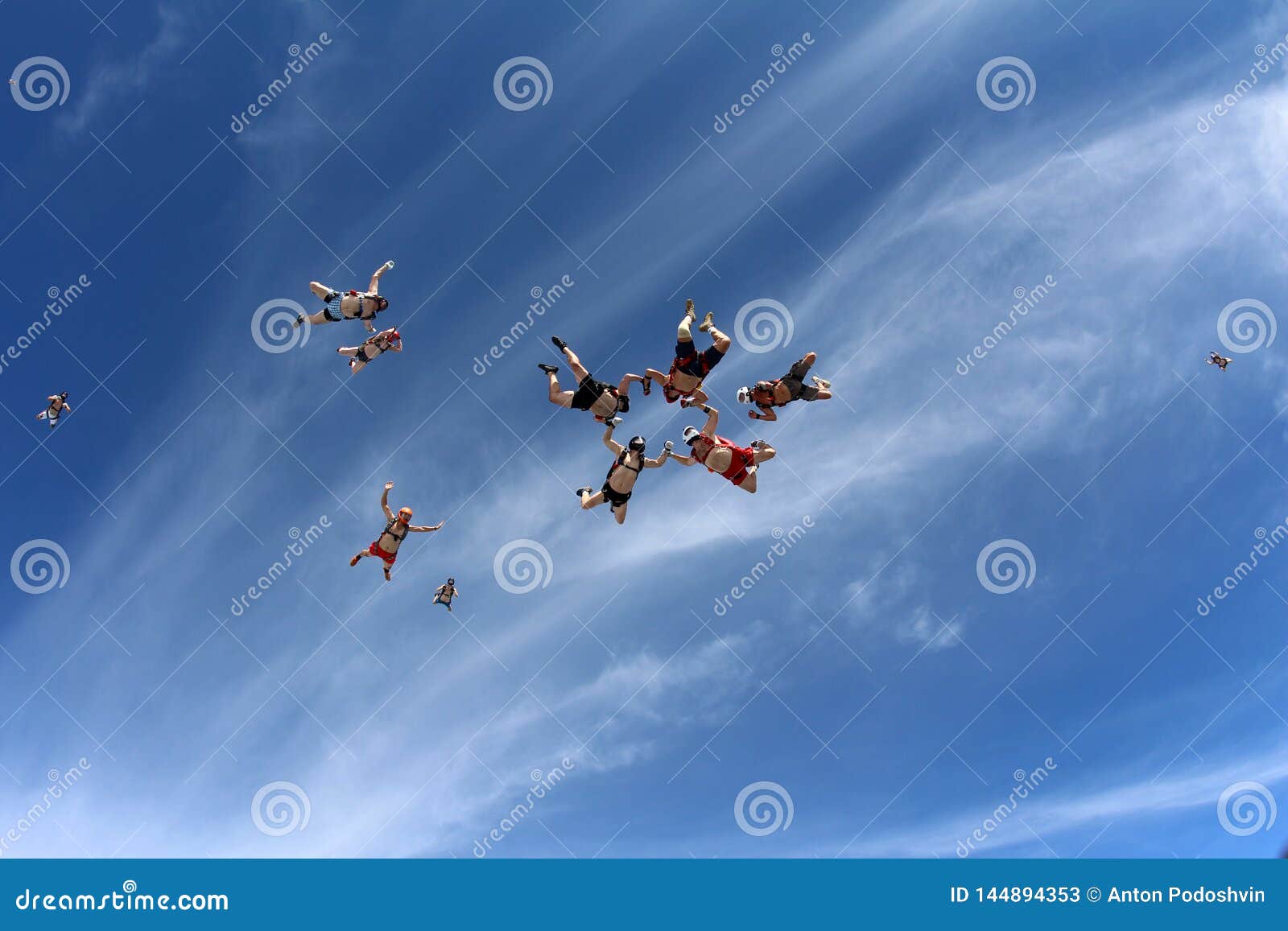 Formation Skydiving. Skydivers are Falling without Suits. Editorial ...