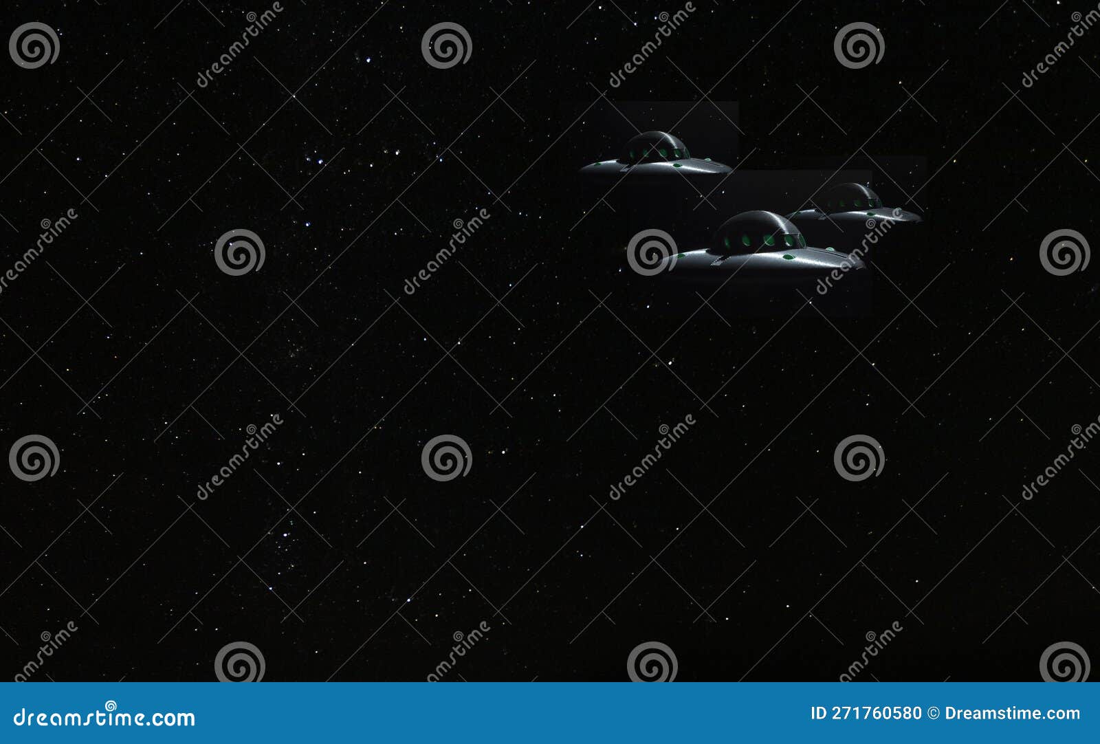 Formation of Three Flying Saucers Stock Illustration - Illustration of ...
