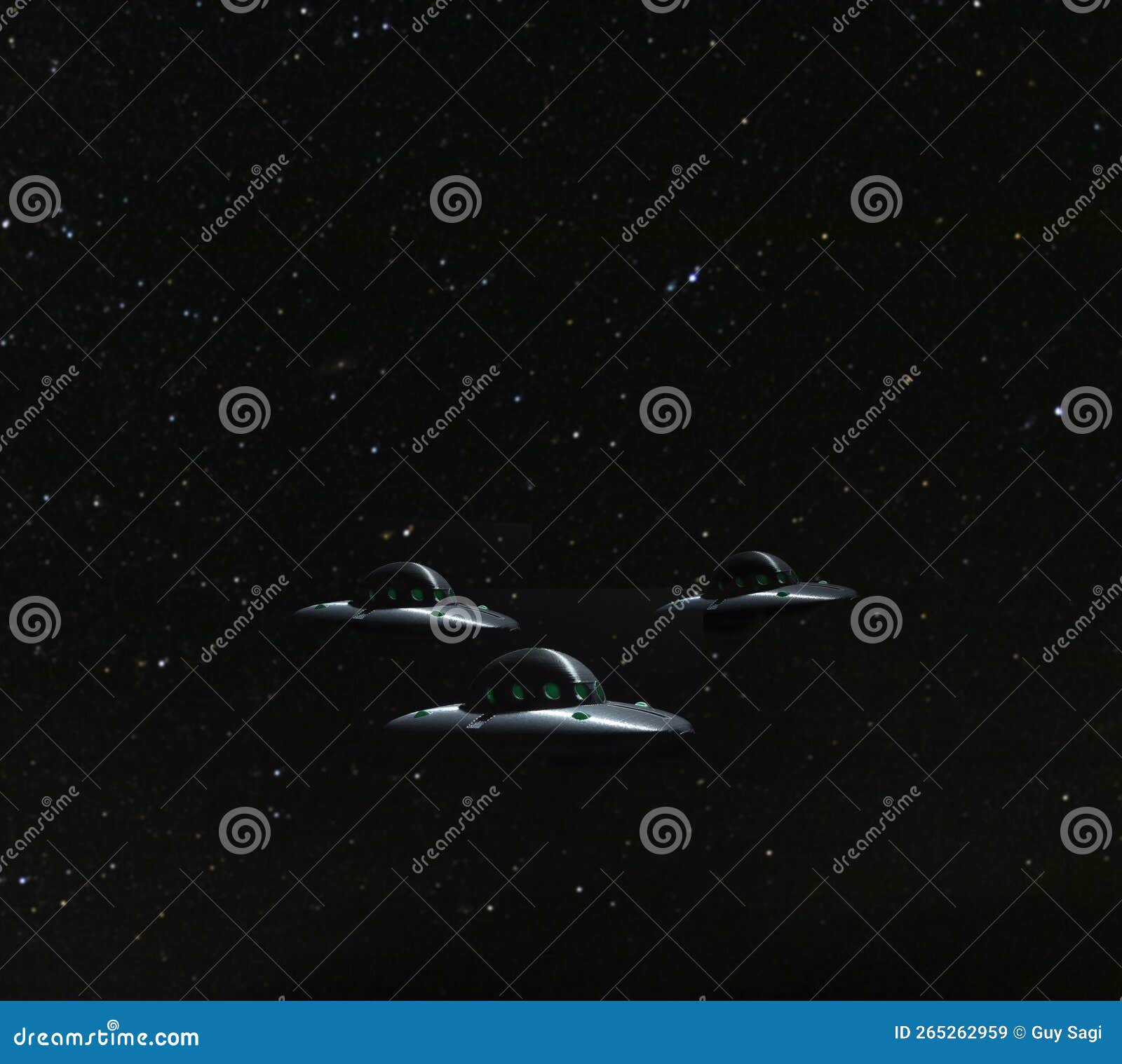 Formation of Three UFOs with Copy Space Stock Illustration ...