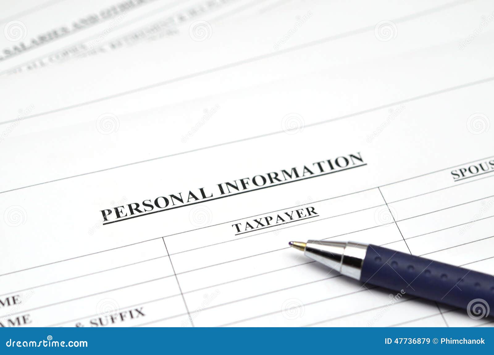 Forme De L'information Personnelle Image stock - Image du paiement ...