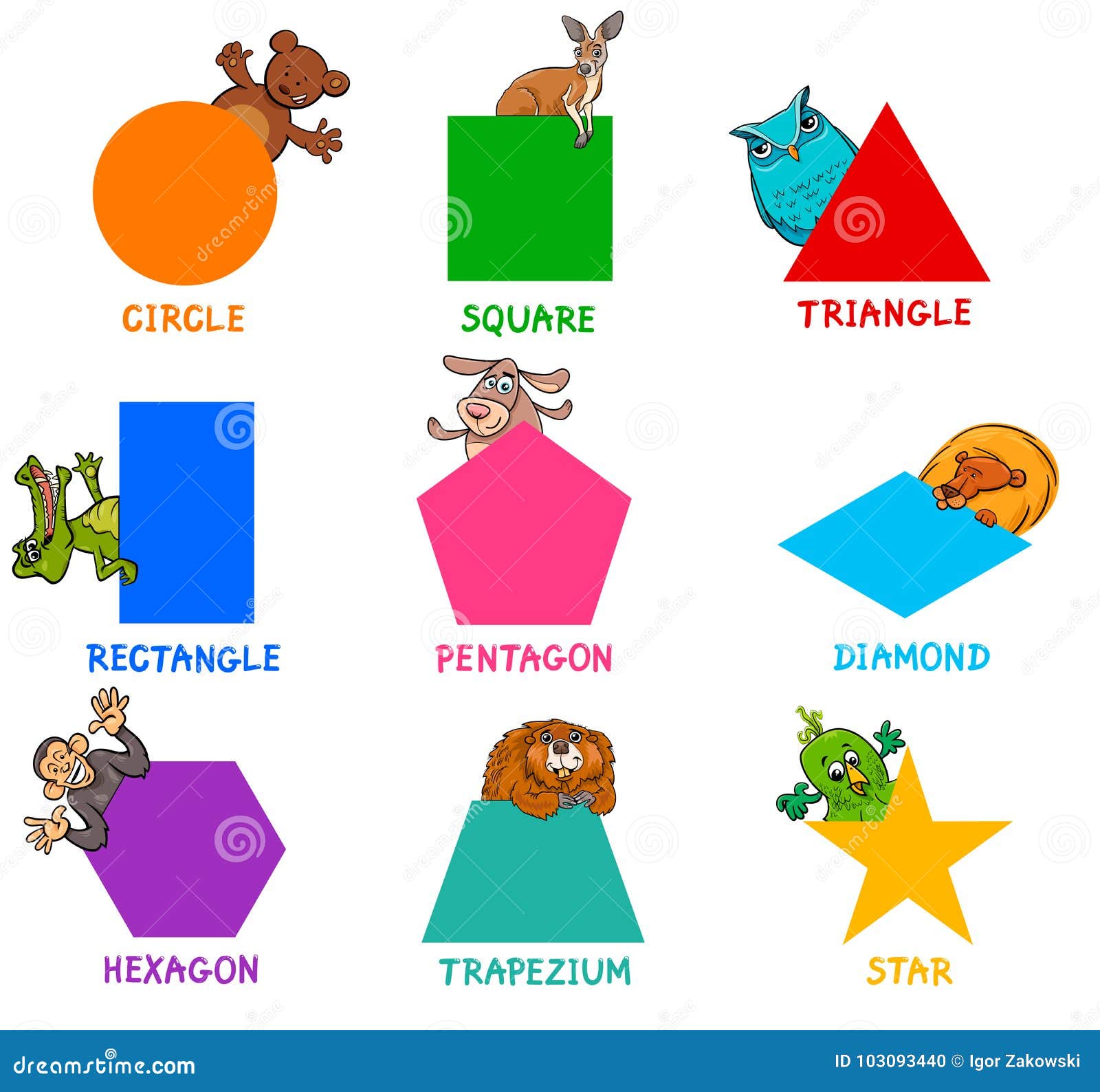 Forme Geometriche Con I Caratteri Animali Illustrazione Vettoriale ...