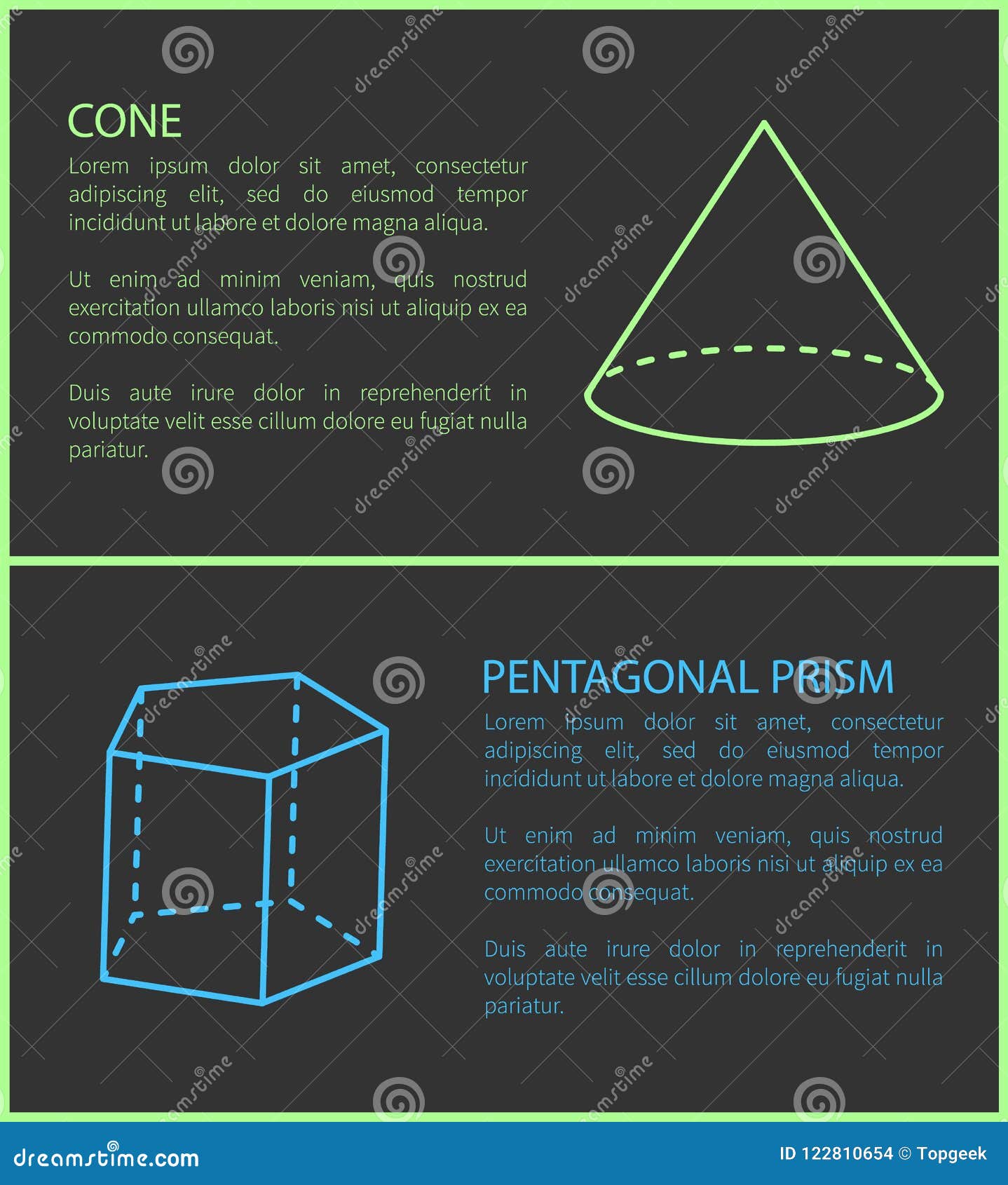 Forme Geometriche Del Prisma Pentagonale E Del Cono Semplici ...