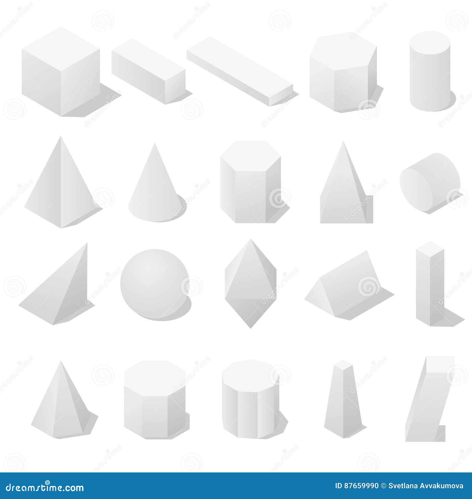 Forme Geometriche Di Base 3D Con Un'ombra Illustrazione Vettoriale ...