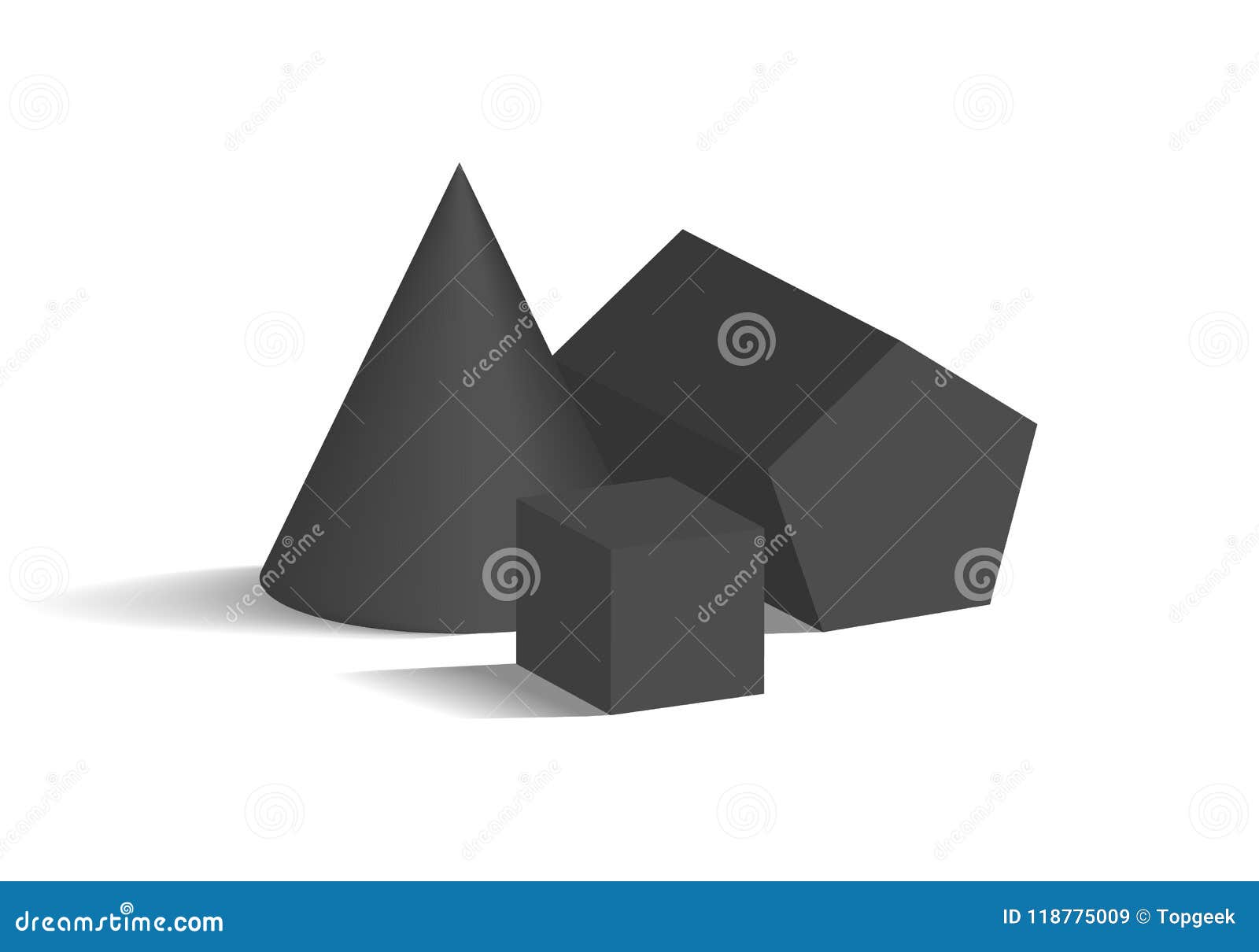 Forme Geometriche Pentagonali Del Prisma E Del Cubo 3D Del Cono ...