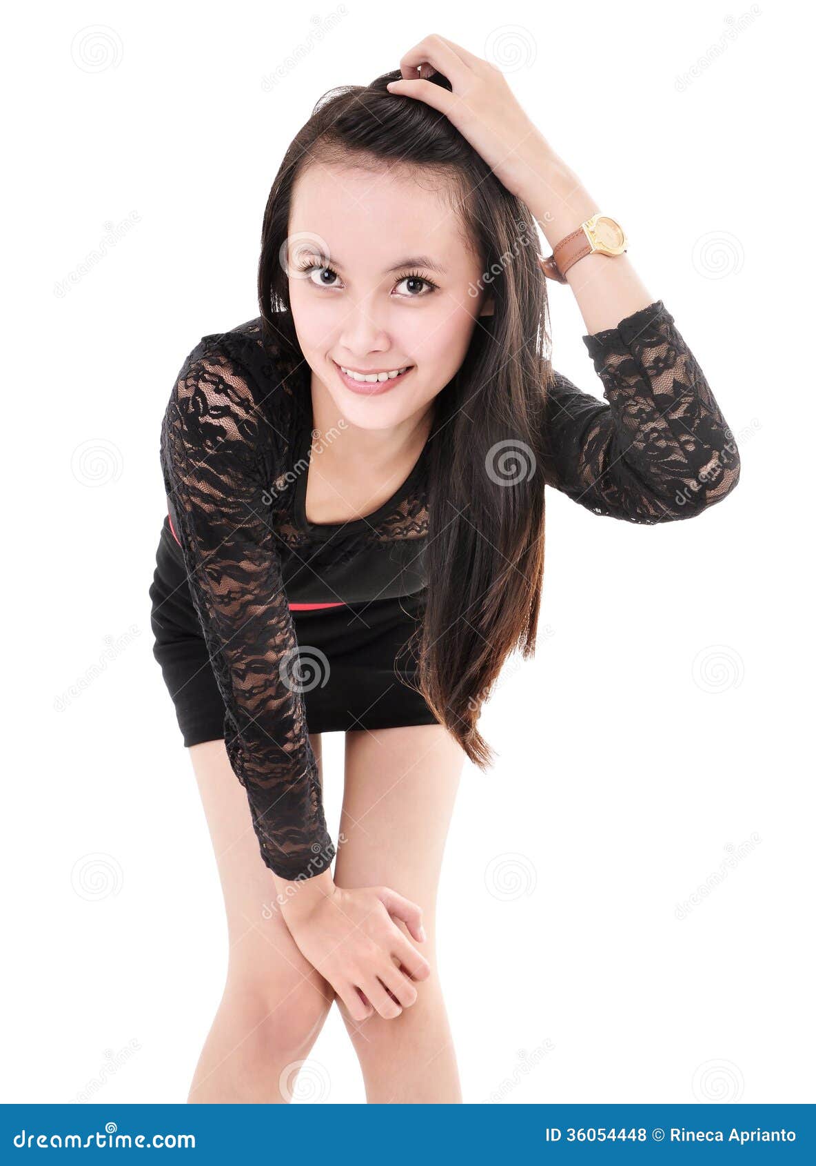 Forme La Foto Del Vestido Que Lleva Hermoso De La Mujer Joven Foto De Archivo Imagen De Pelo