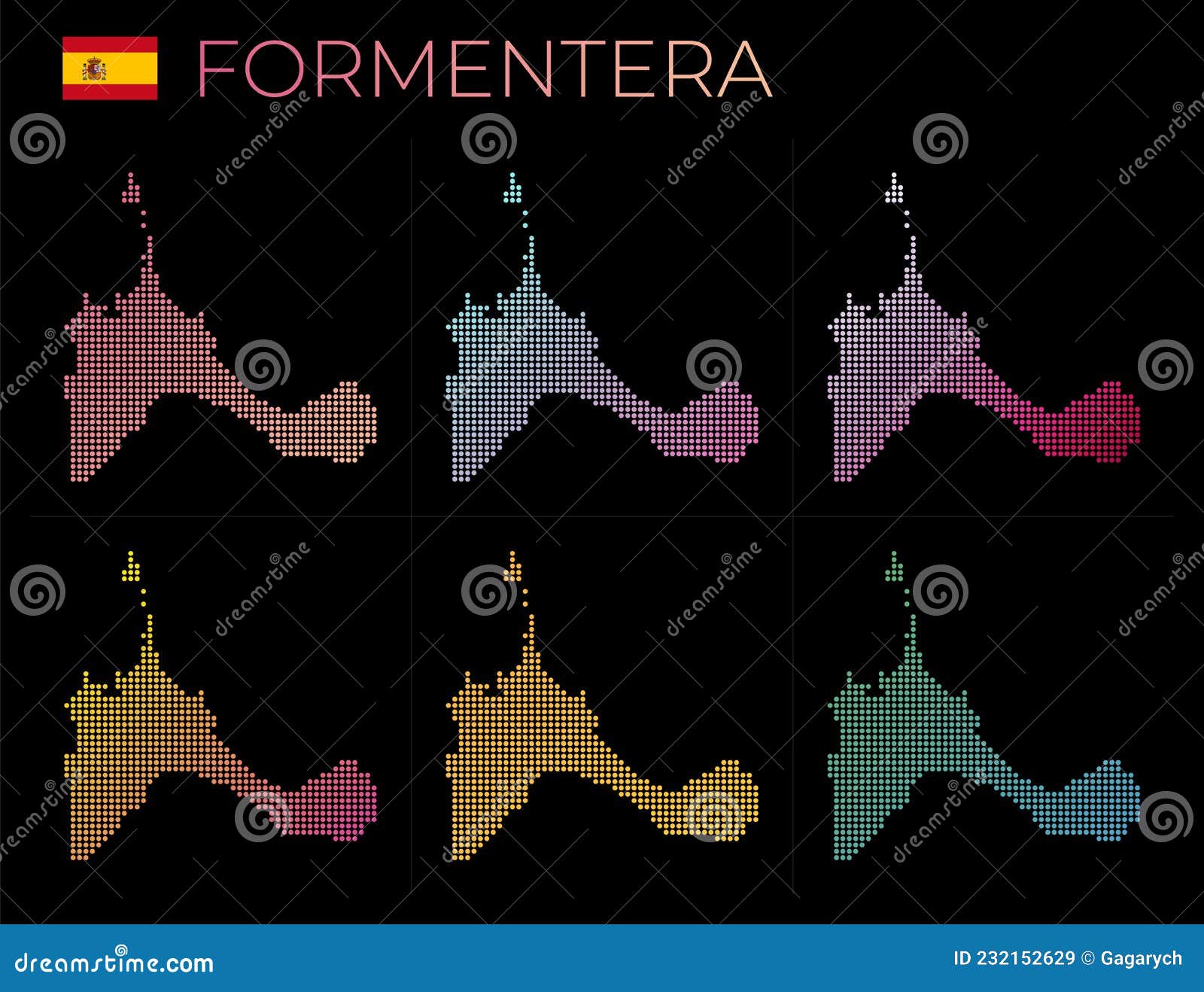 Map Of Formentera With Beautiful Gradients. Cartoon Vector ...