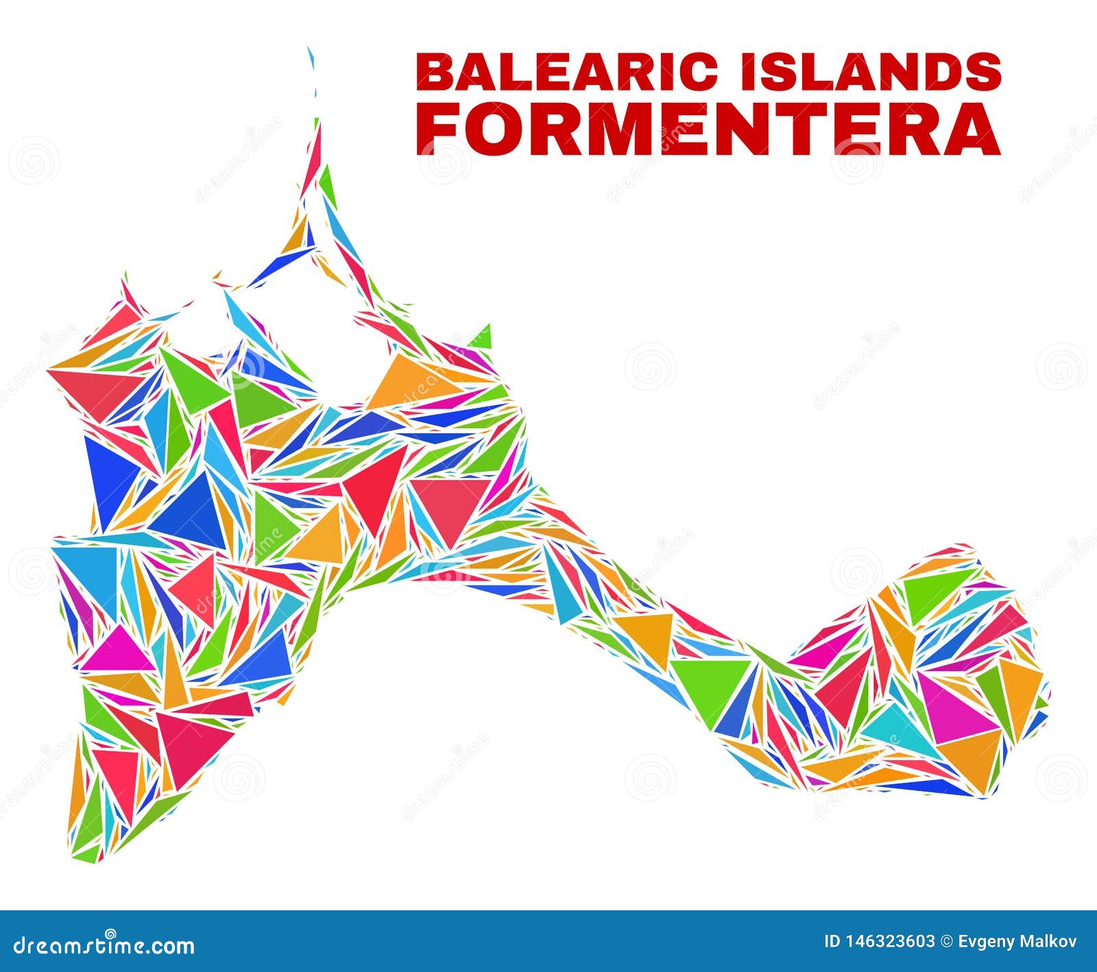 Formentera Island Map - Mosaic of Color Triangles Stock Vector ...