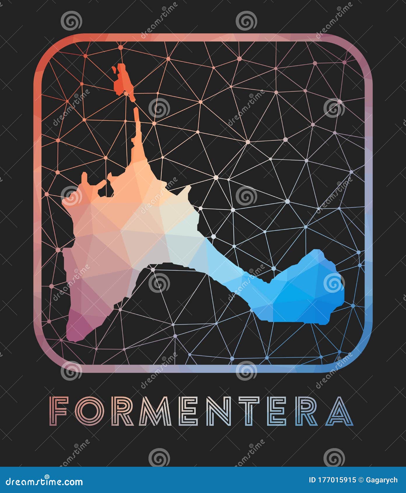 Formentera map design. stock vector. Illustration of poly - 177015915