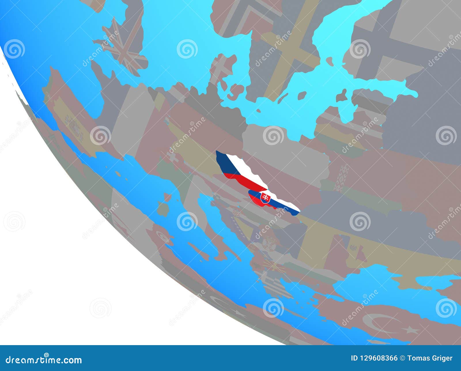 Former Czechoslovakia with Flags on Globe Stock Illustration ...