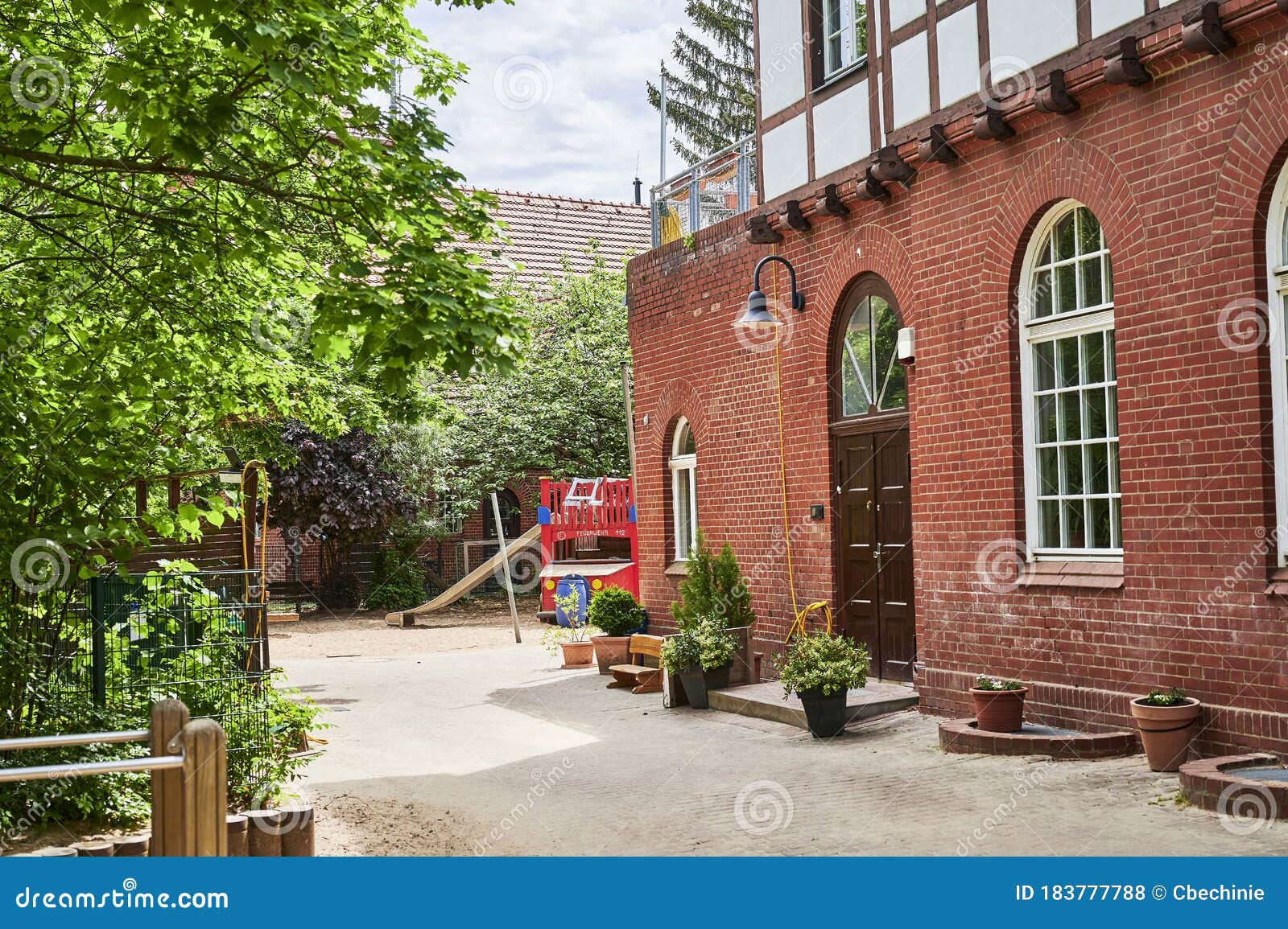 Former Historic Fire Station with a Brick Facade and Half-timbering ...
