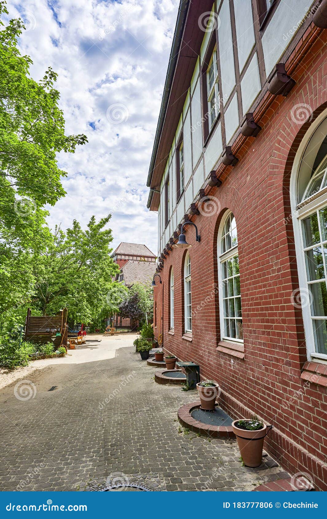 Former Historic Fire Station with a Brick Facade and Half-timbering ...