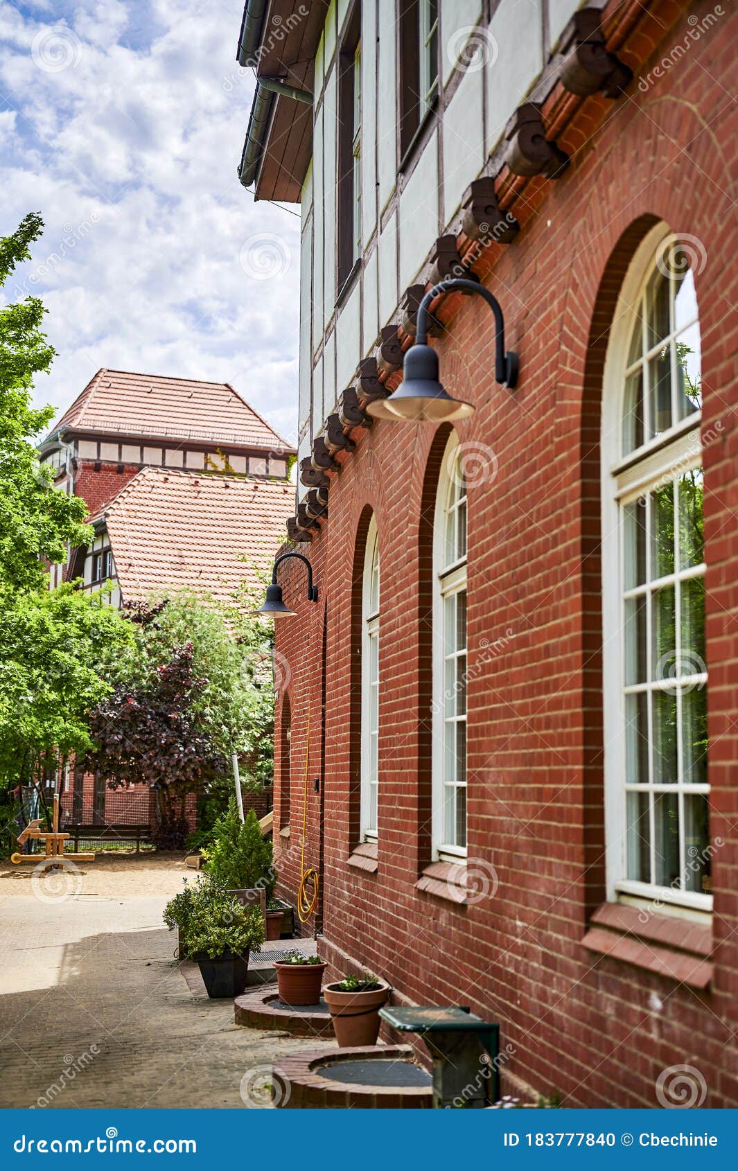 Former Historic Fire Station with a Brick Facade and Half-timbering ...