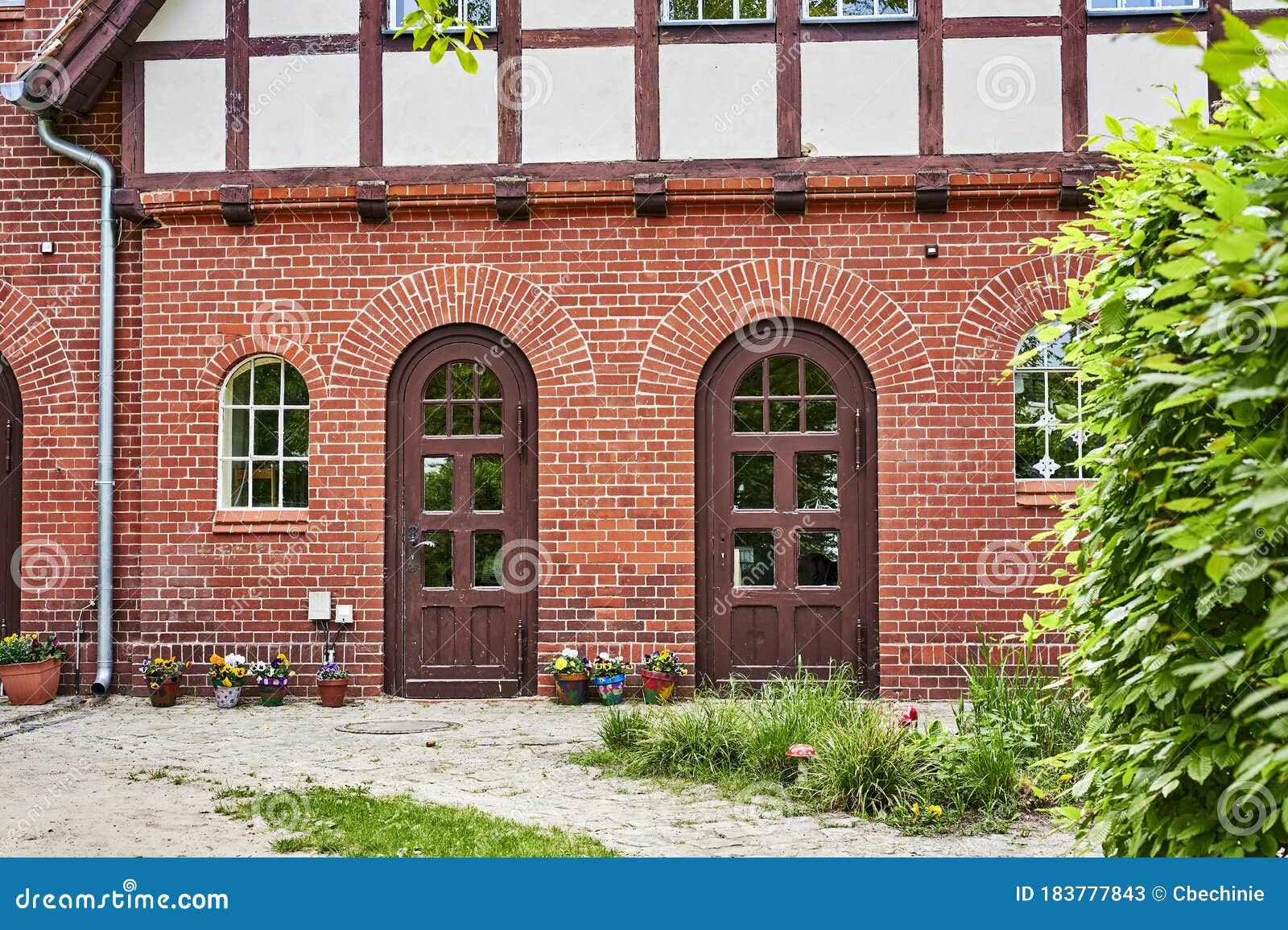 Former Historic Fire Station with a Brick Facade and Half-timbering ...