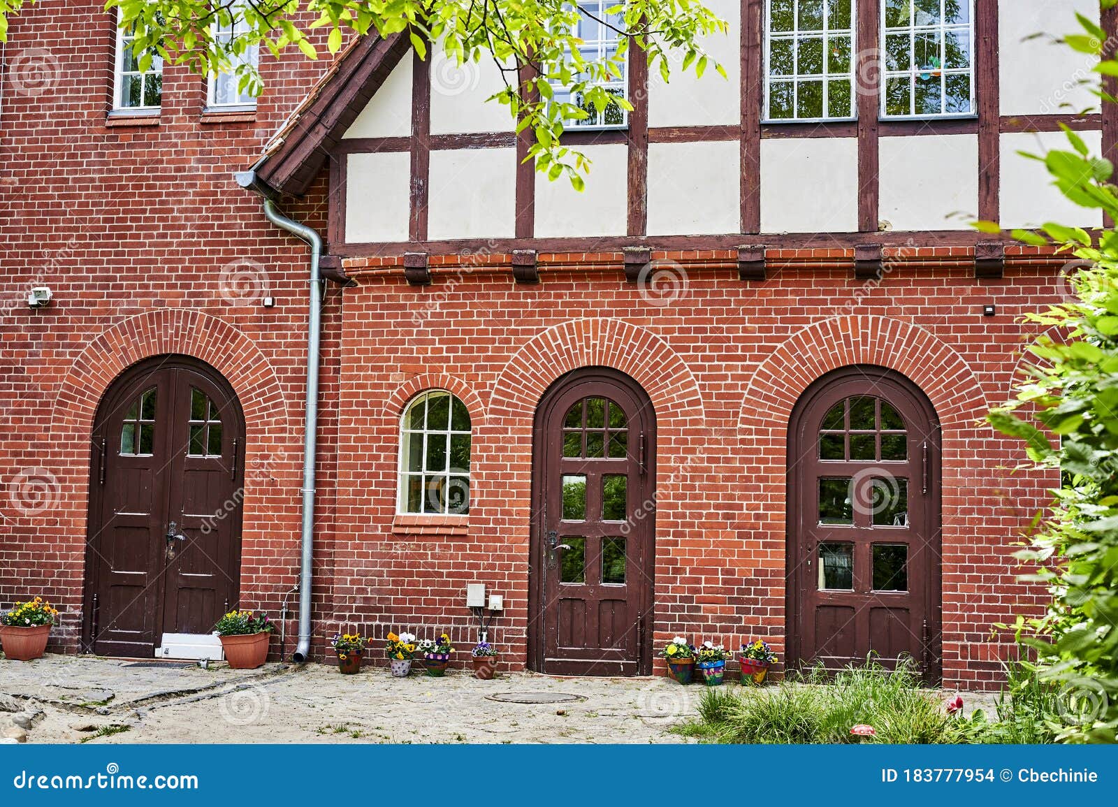 Former Historic Fire Station with a Brick Facade and Half-timbering ...
