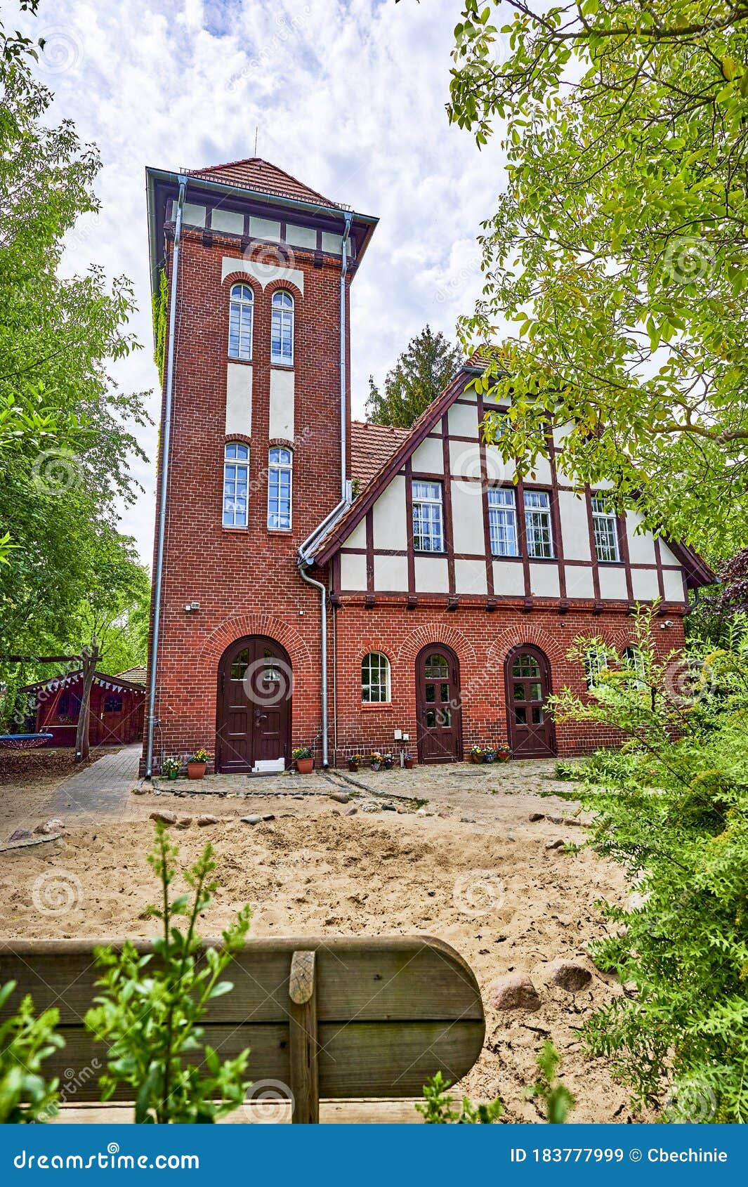 Former Historic Fire Station with a Brick Facade and Half-timbering ...
