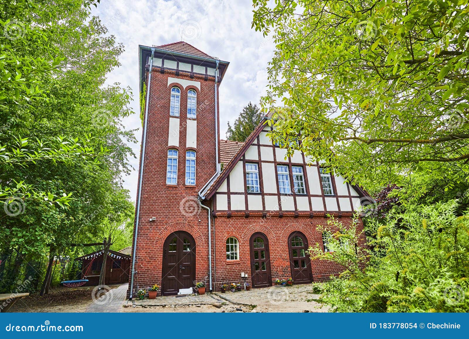 Former Historic Fire Station with a Brick Facade and Half-timbering ...