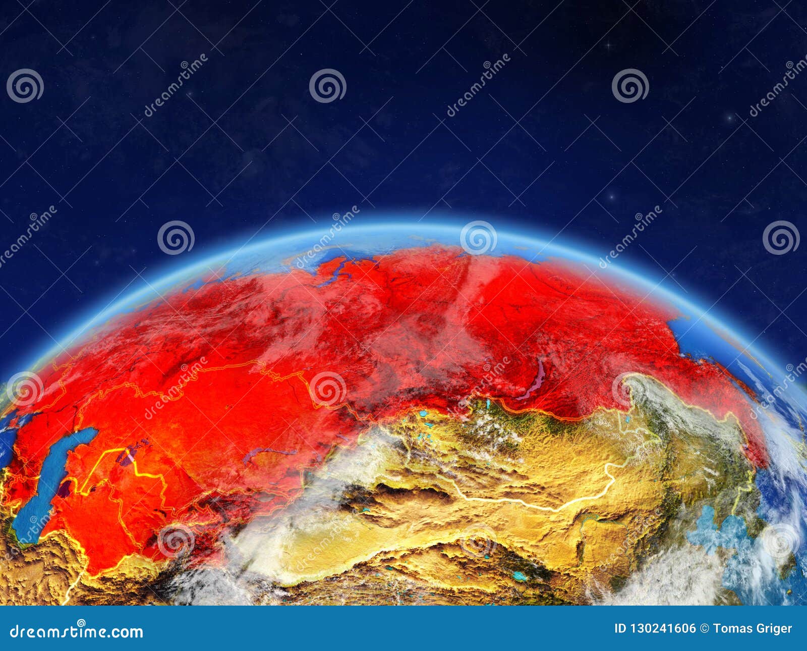 Former Soviet Union on Earth from Space Stock Illustration ...