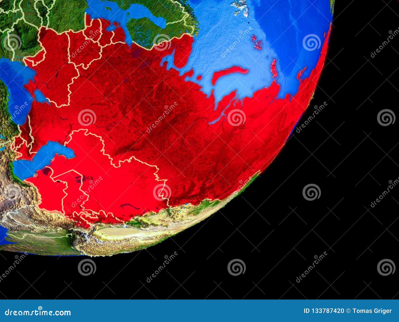 Former Soviet Union on Earth from Space Stock Illustration ...