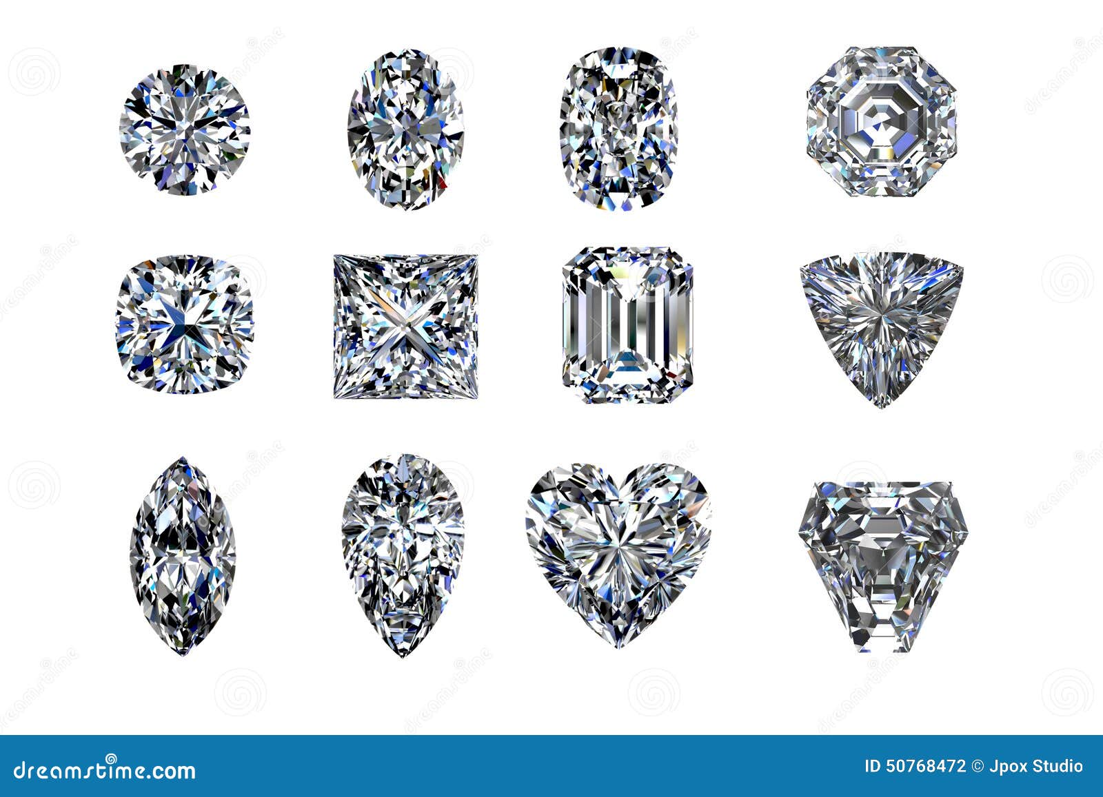 Formes De Diamant D'isolement Sur Le Blanc 3d Rendent Illustration ...