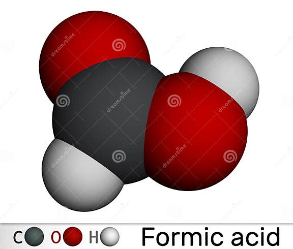 Formic Acid, Methanoic Acid CH2O2 Molecule. Molecular Model Stock ...