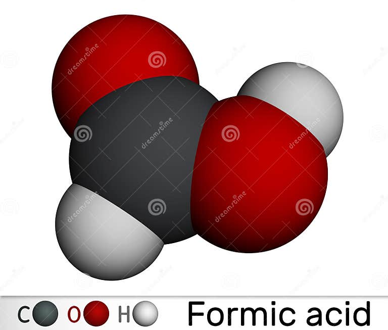 Formic Acid, Methanoic Acid CH2O2 Molecule. Molecular Model Stock ...