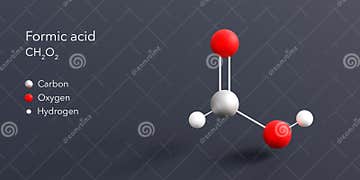 Formic Acid Molecule 3d Rendering, Flat Molecular Structure with ...