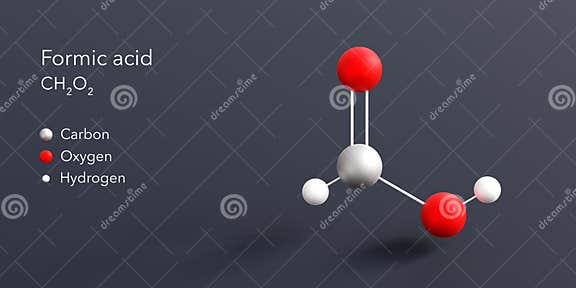 Formic Acid Molecule 3d Rendering, Flat Molecular Structure with ...