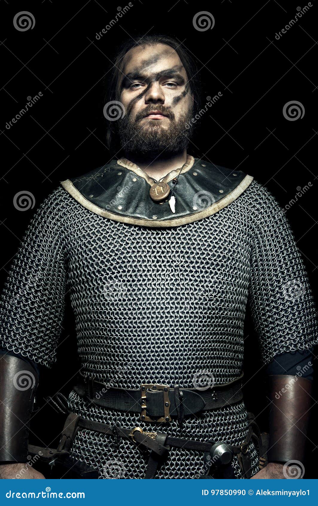 Handsome Viking With Axes Standing At The Lake Royalty-Free Stock ...