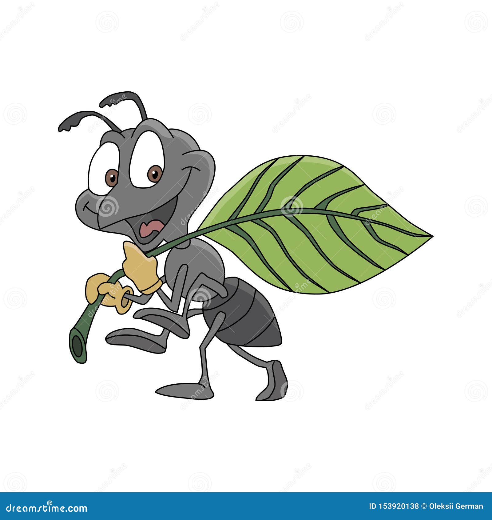 Formiga Feliz E Trabalhando Ilustração Stock - Ilustração de cartoon ...