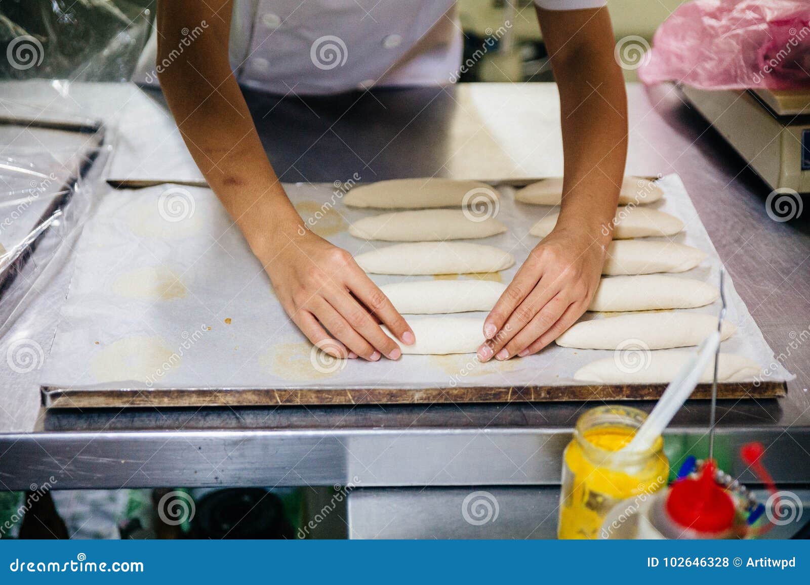 Forming Dough by Gentle Hand that Ready for Bake Stock Photo - Image of ...