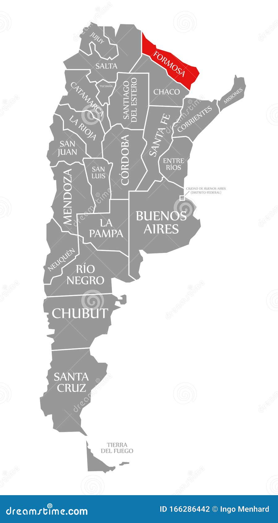 Formosa Red Highlighted in Map of Argentina Stock Illustration ...