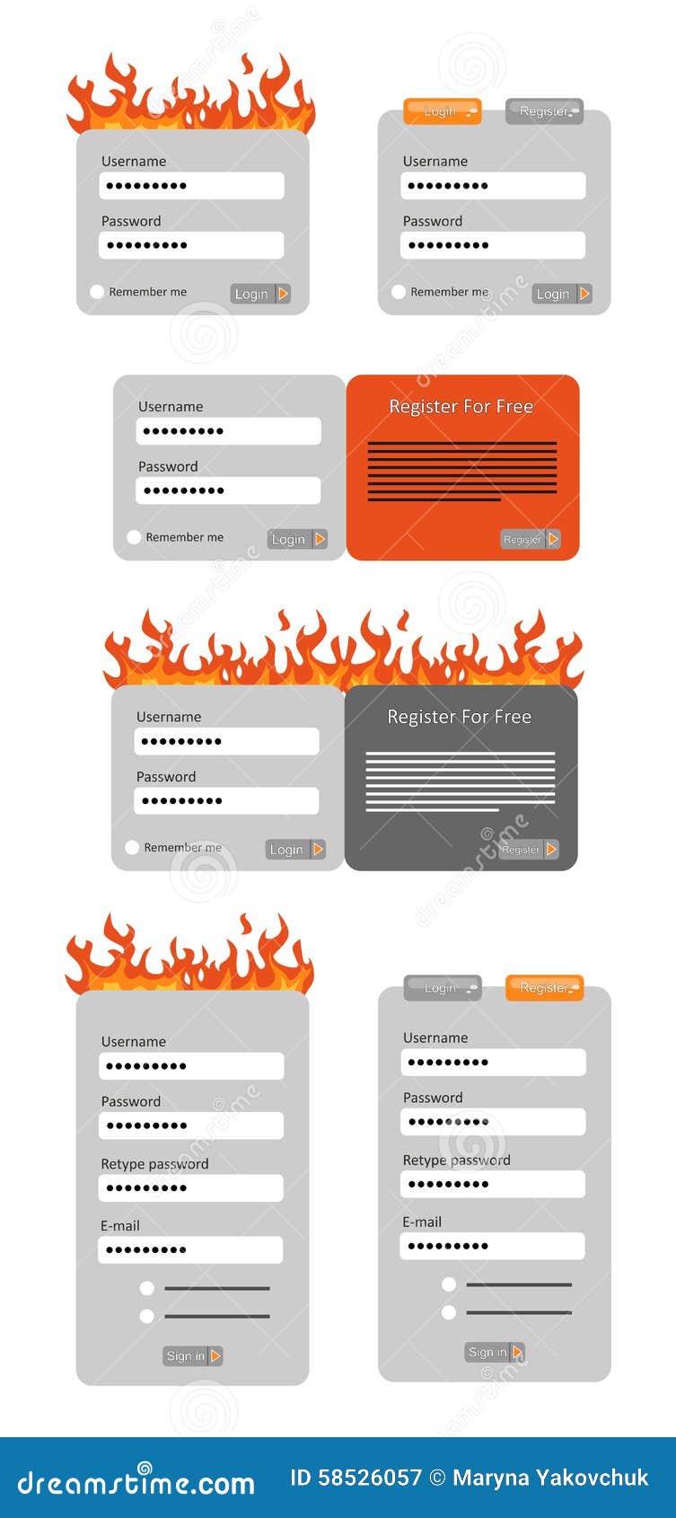 Forms fire stock vector. Illustration of button, design - 58526057