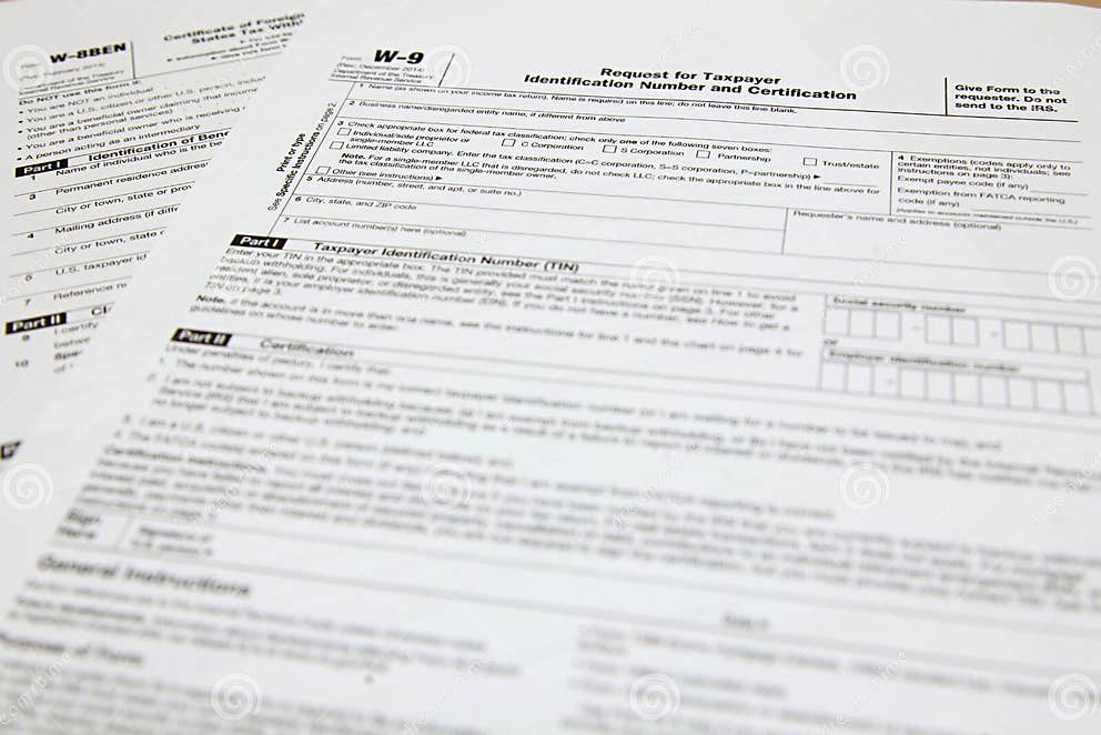 Forms W-8BEN and W9 stock photo. Image of income, finance - 59182304