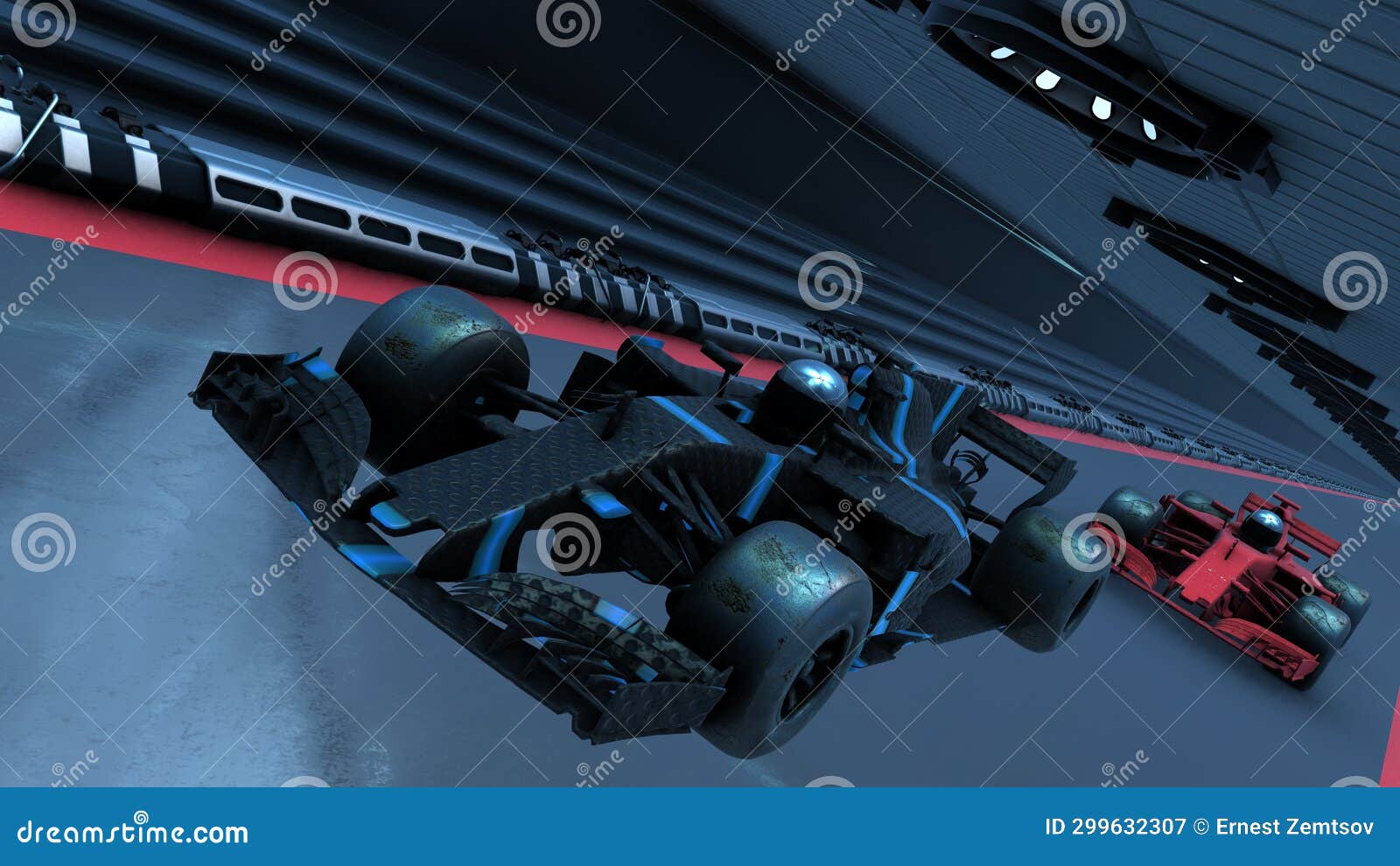 Formula 1 Car Race 3D Animation. Futuristic Theme Stock Illustration ...