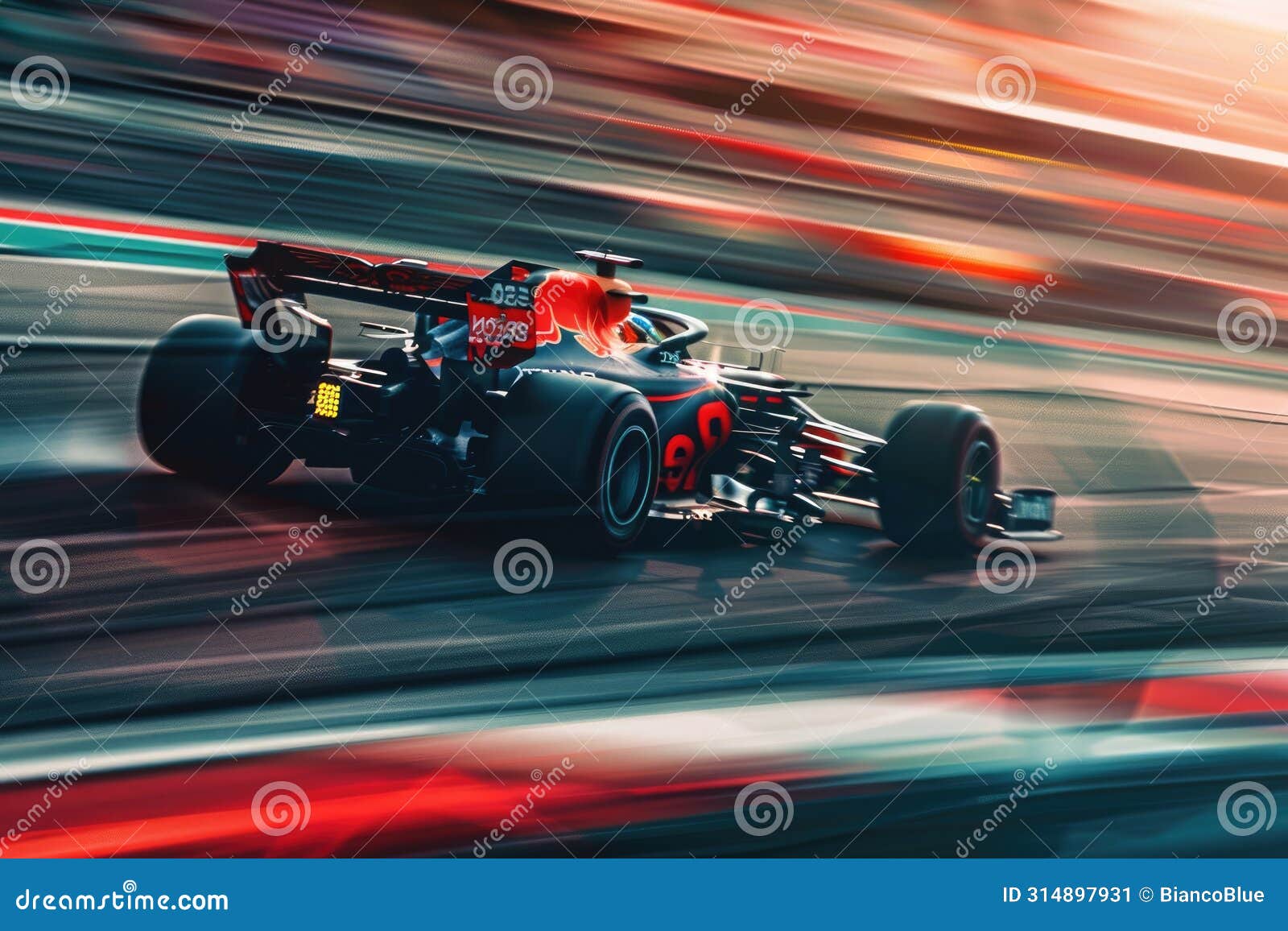 Formula 1 Car Racing on the Circuit Track while Driving at High Speed ...