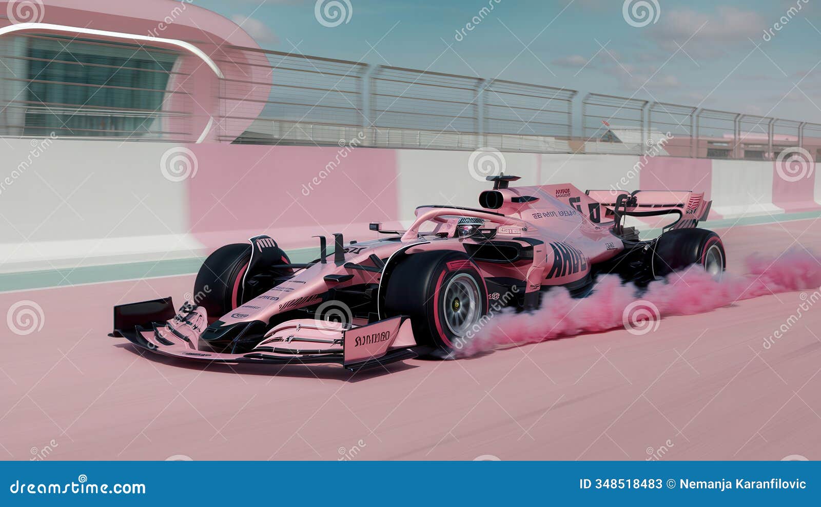 Formula 1 Car Racing on Pink Track with Number 44 on Wing Stock ...