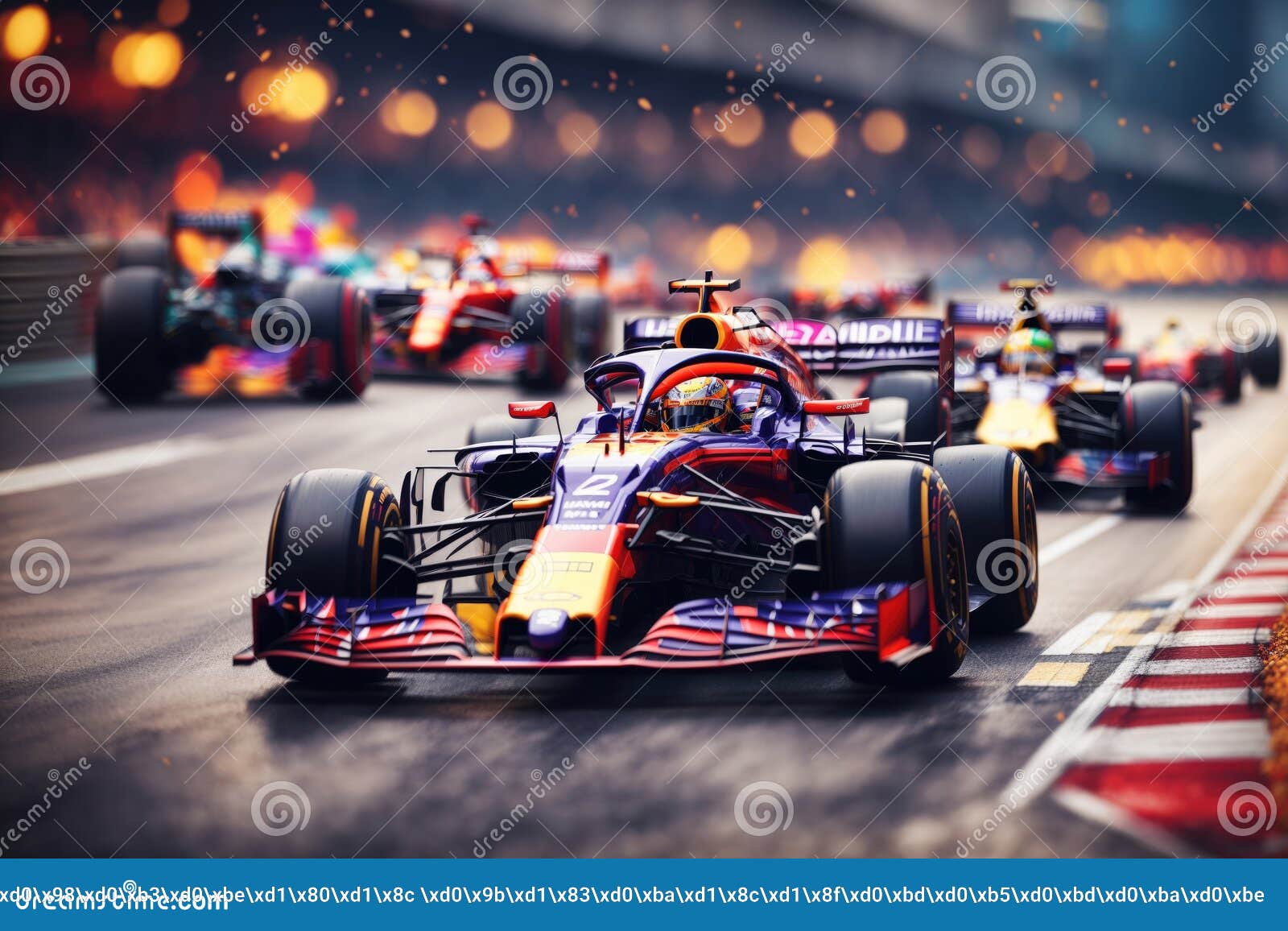 Formula 1 Cars in Action Bokeh. Ai Generative Stock Image - Image of ...