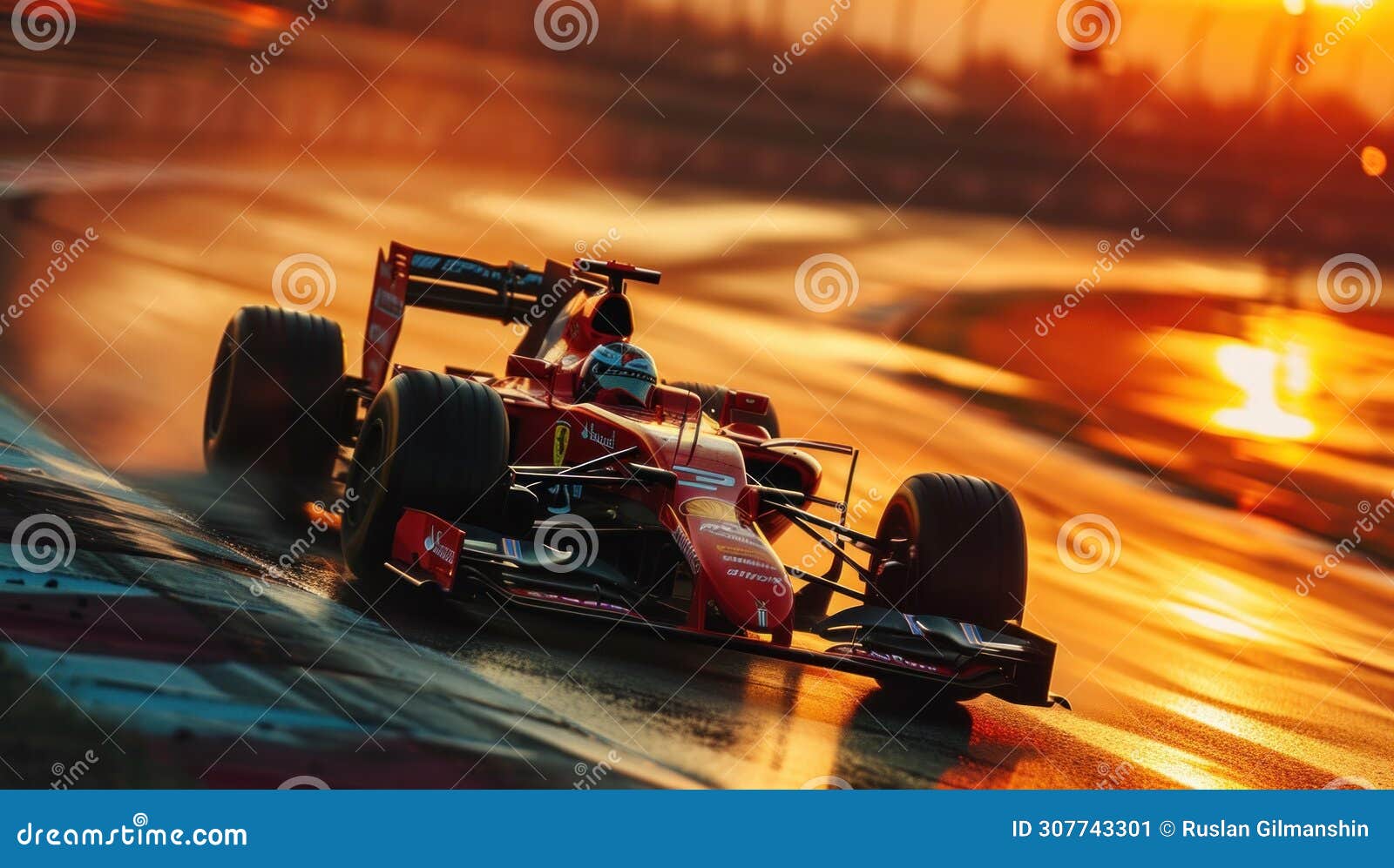 Formula One Car Go Fast at the Raceway during Sunset Stock Image ...