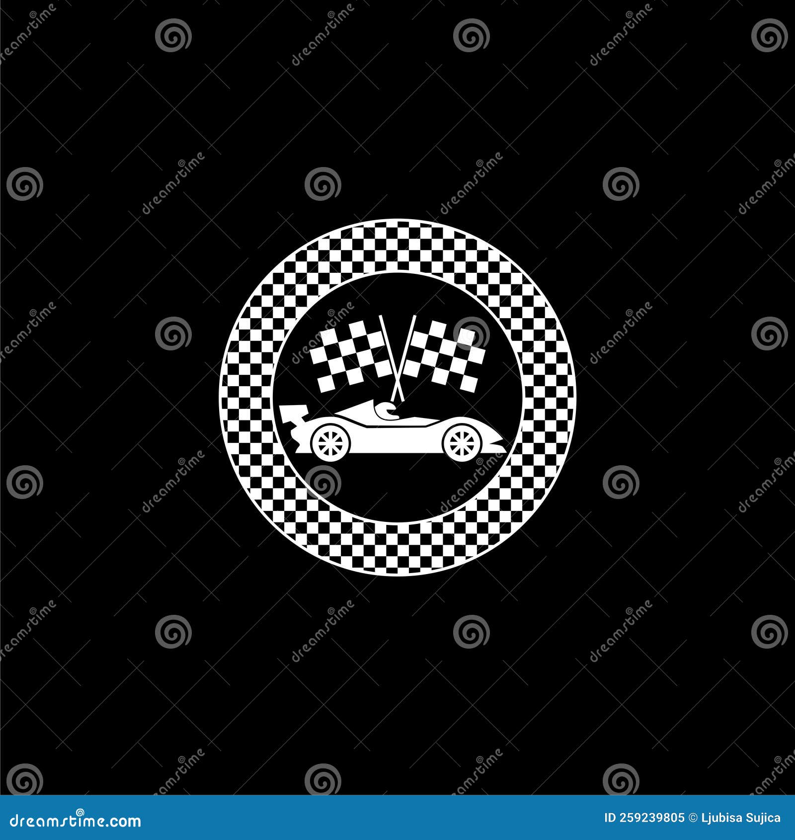 Formula One Circle Icon Isolated on Dark Background Stock Vector ...