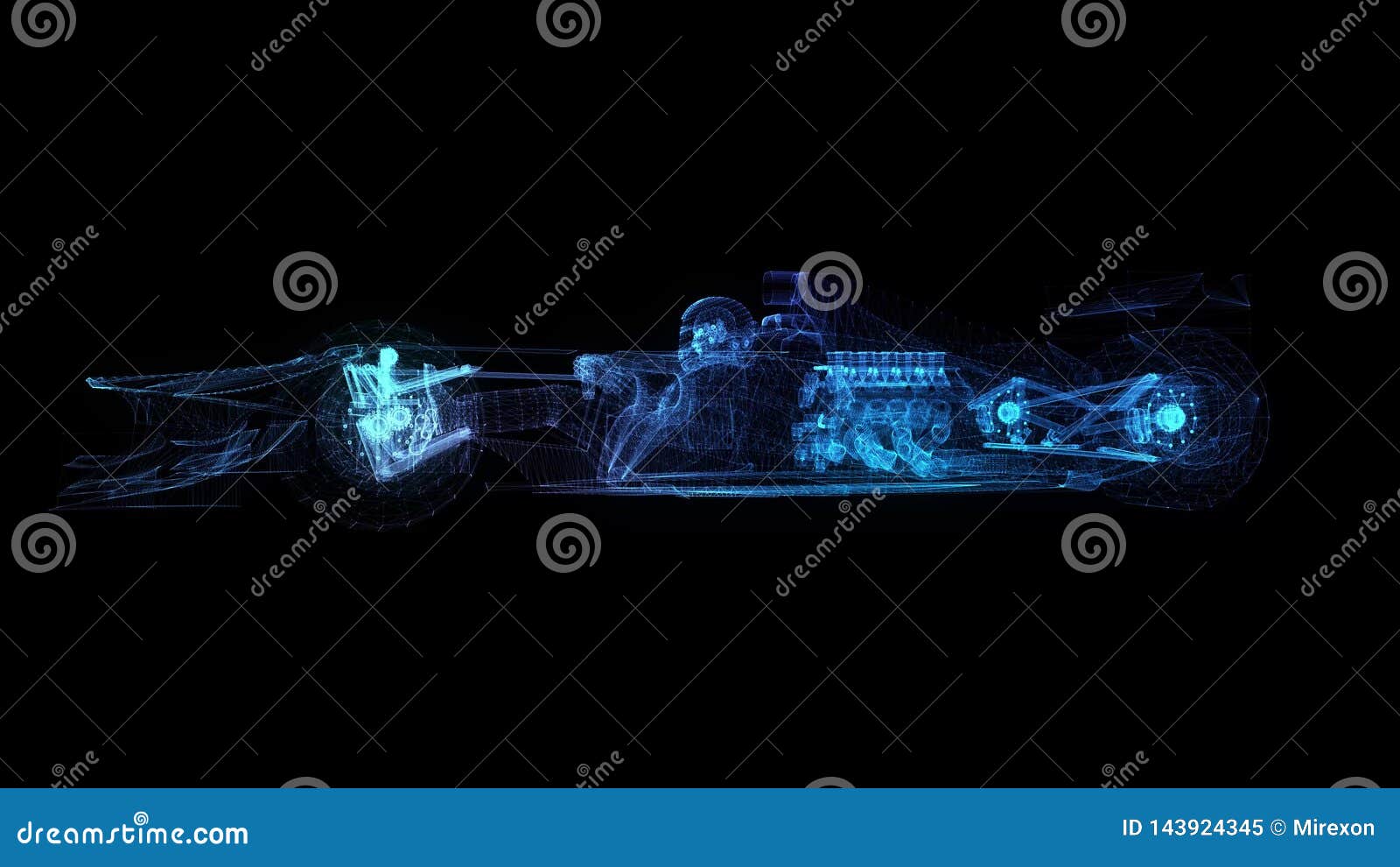 Formula One. Glow Points, Line and Mesh Formation of 3d Model Formula ...