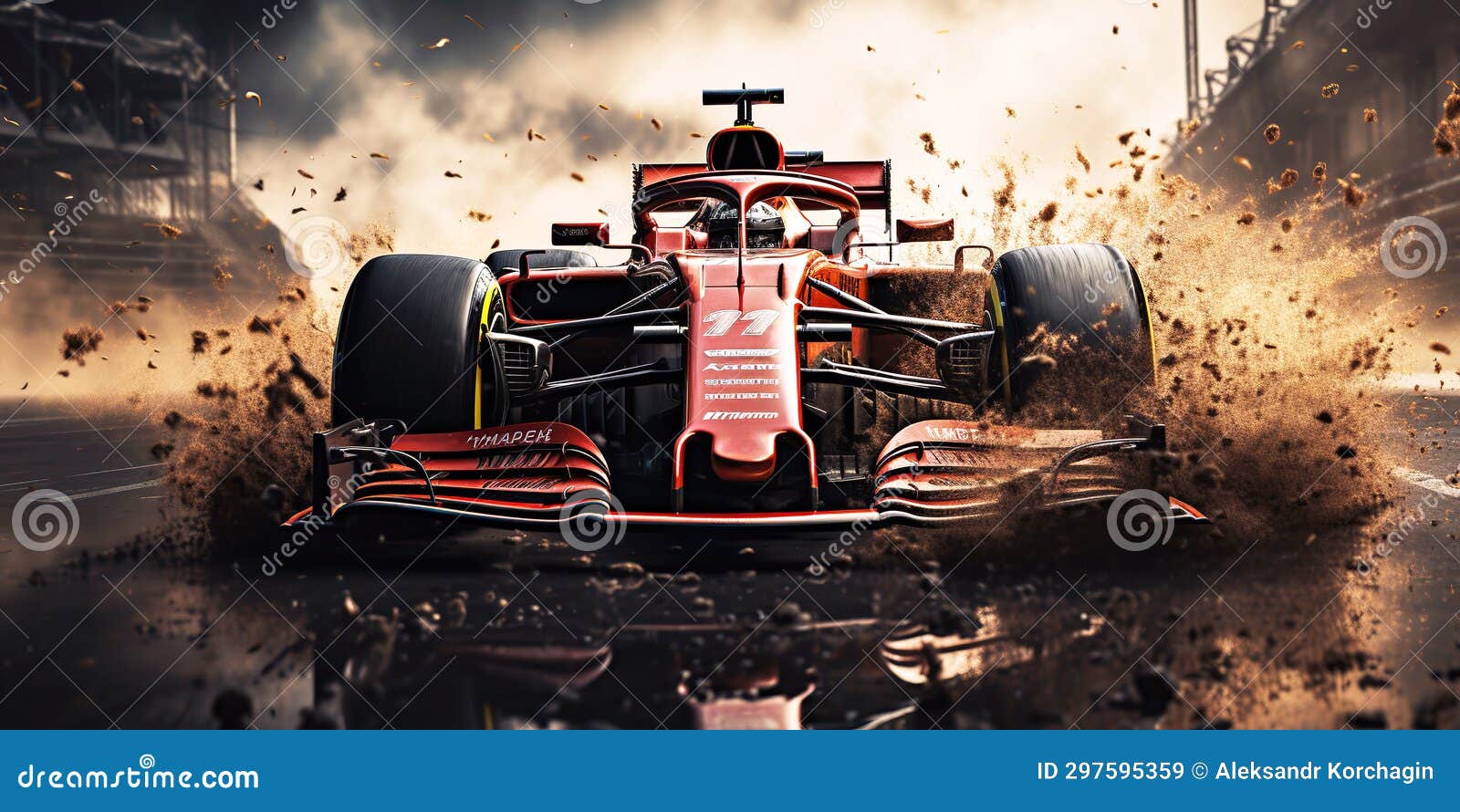 Formula One Race. Red Fast Racing Car on Track Stock Image - Image of ...